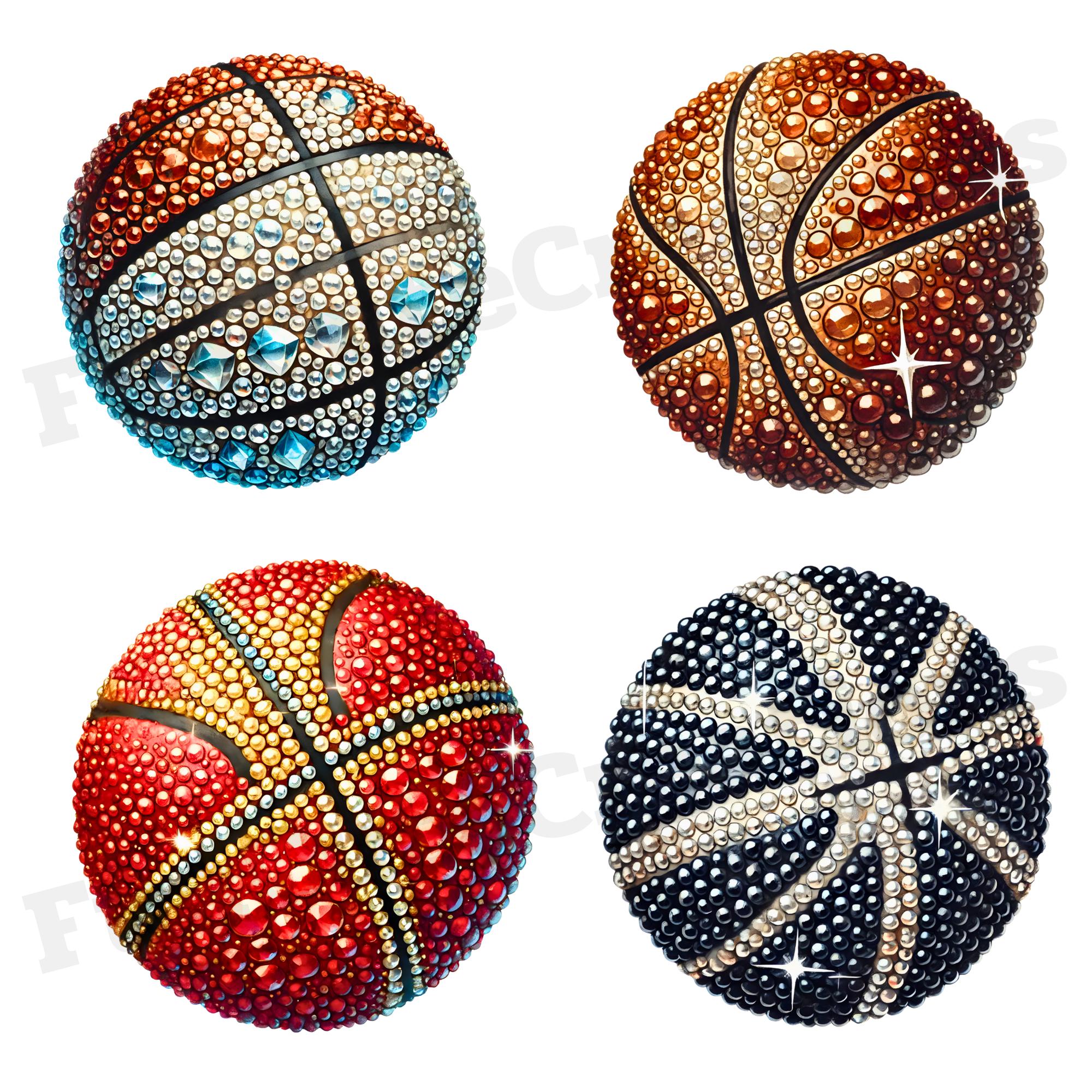 Rhinestone Basketball Clipart Set, Faux Rhinestone Basketball PNG ...