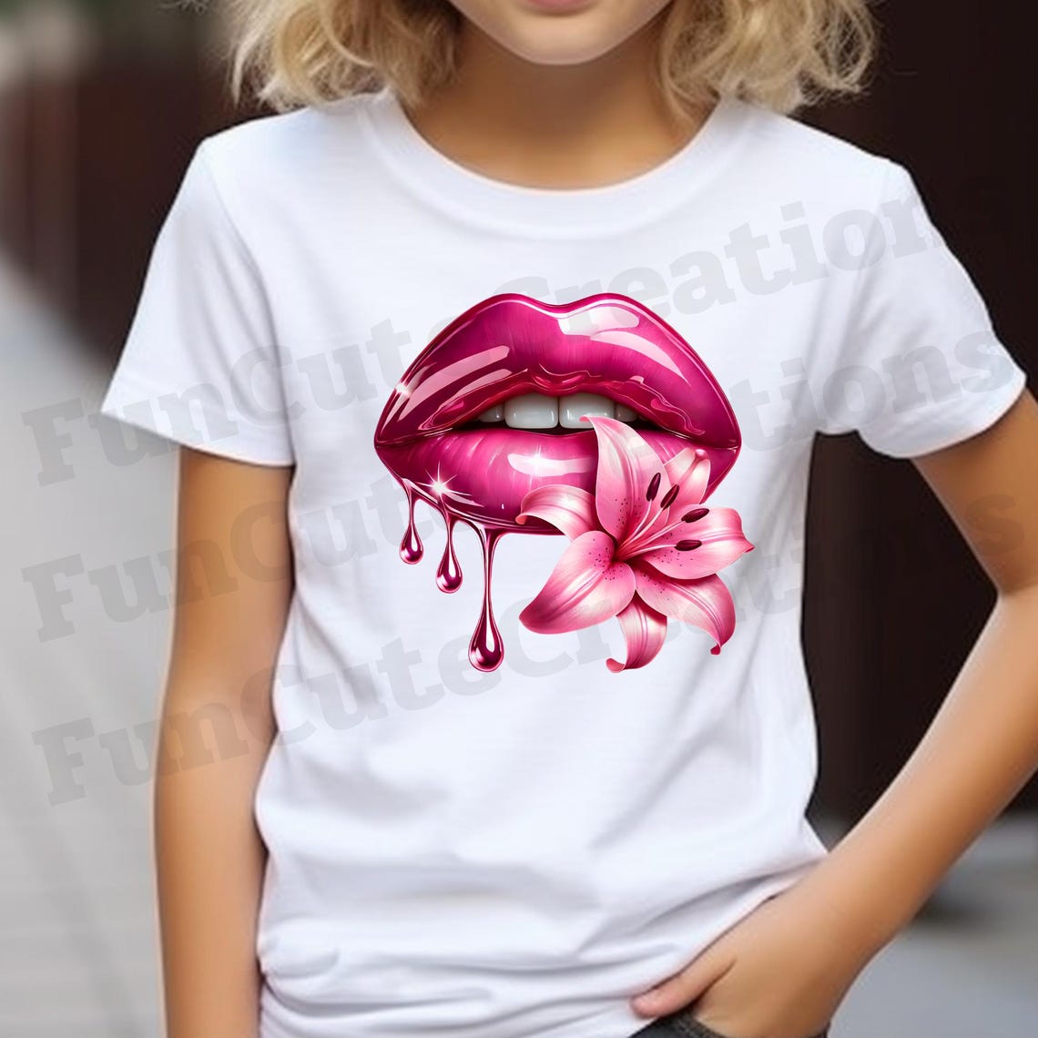 Pink Dripping Lips With Lily PNG, Floral Lips Clipart, Lily Lips ...