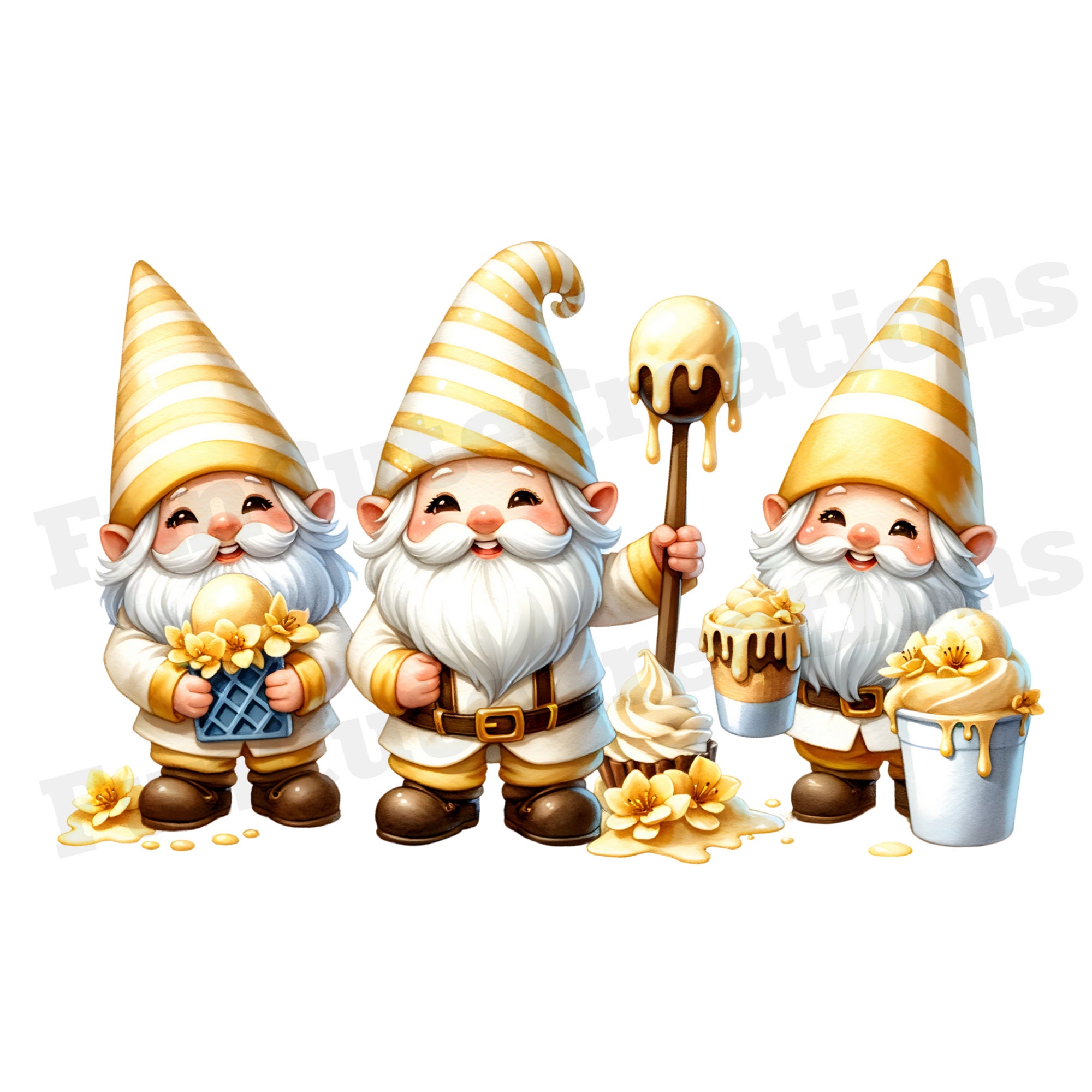 Ice Cream Three Gnomes Clipart, Ice Cream Clipart, Ice Cream Party ...