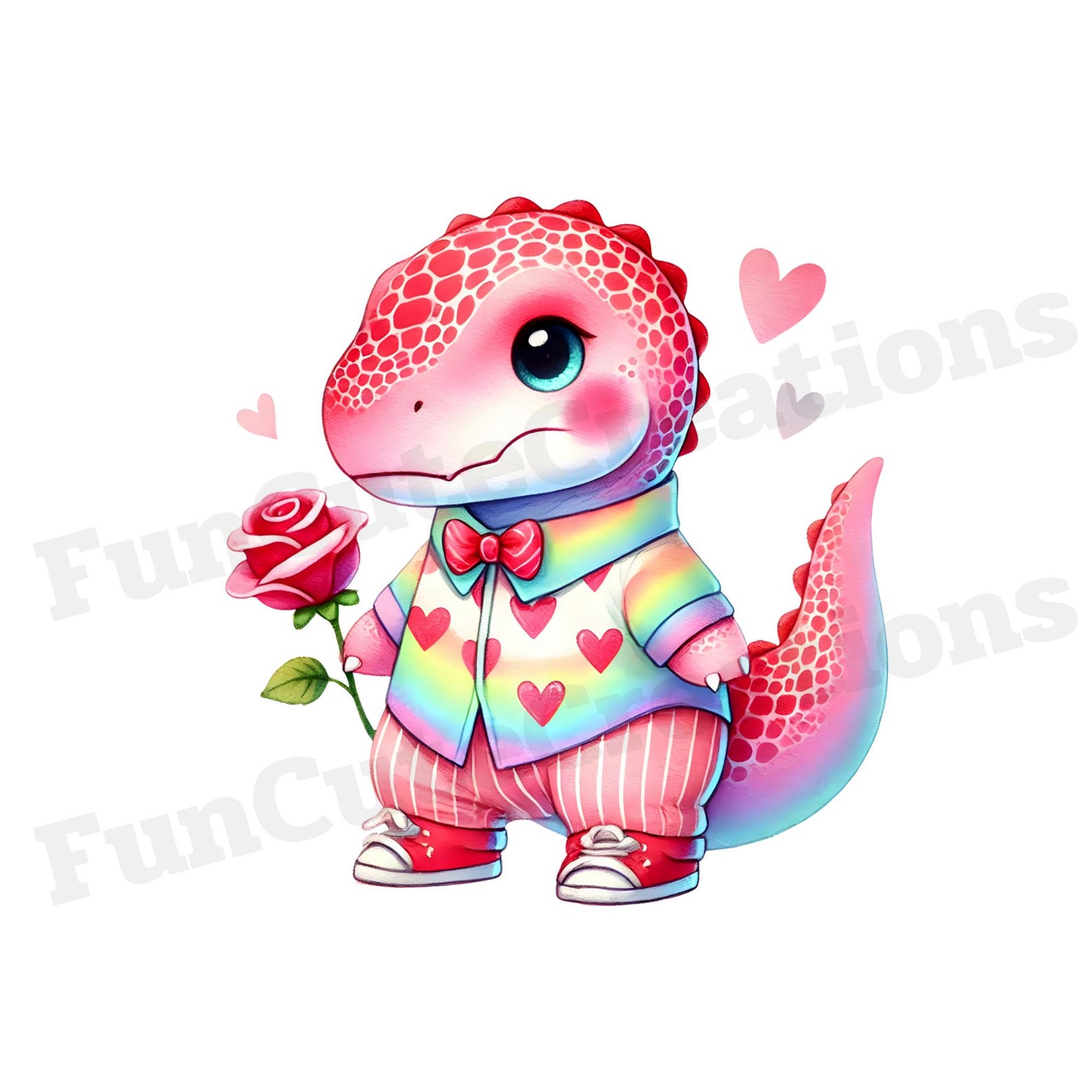 Valentine Dino Clipart, Digital Dino Art, Valentine’s Day Dinosaur PNG ...