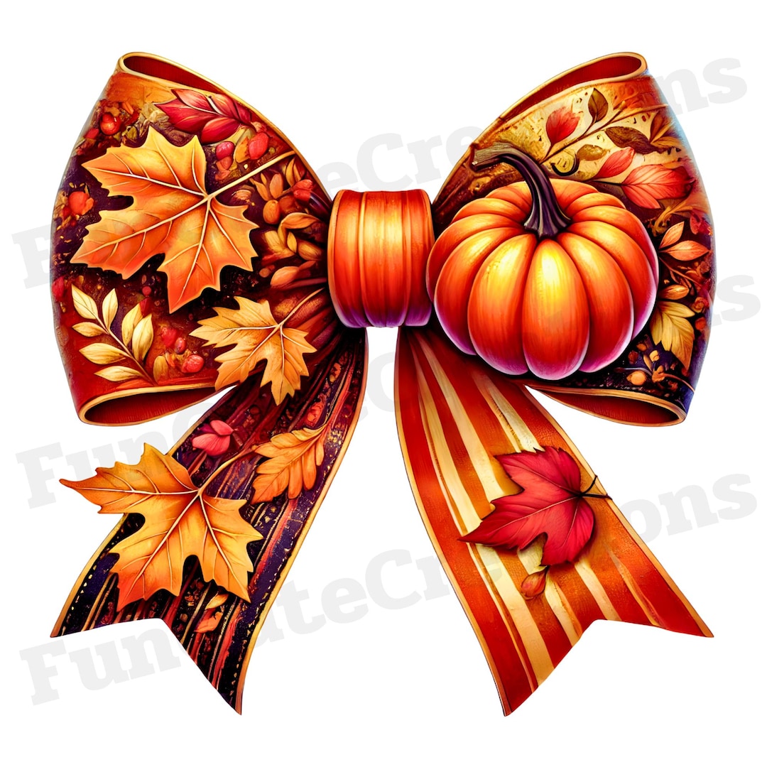 Pumpkin Fall Coquette Bow PNG, Pumpkin Coquette PNG, Autumn Coquette ...