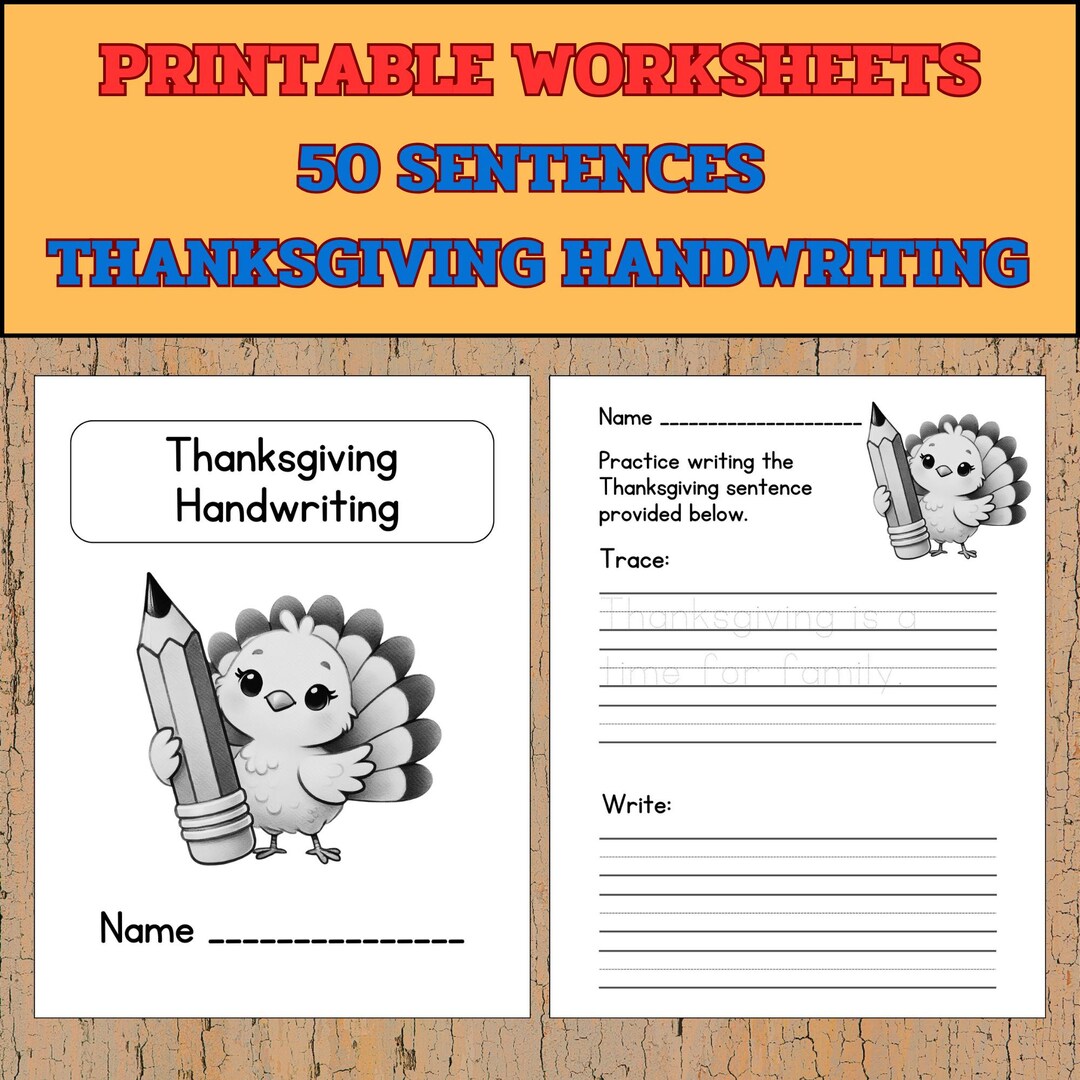 Thanksgiving Handwriting Practice, Printable Handwriting Practice ...