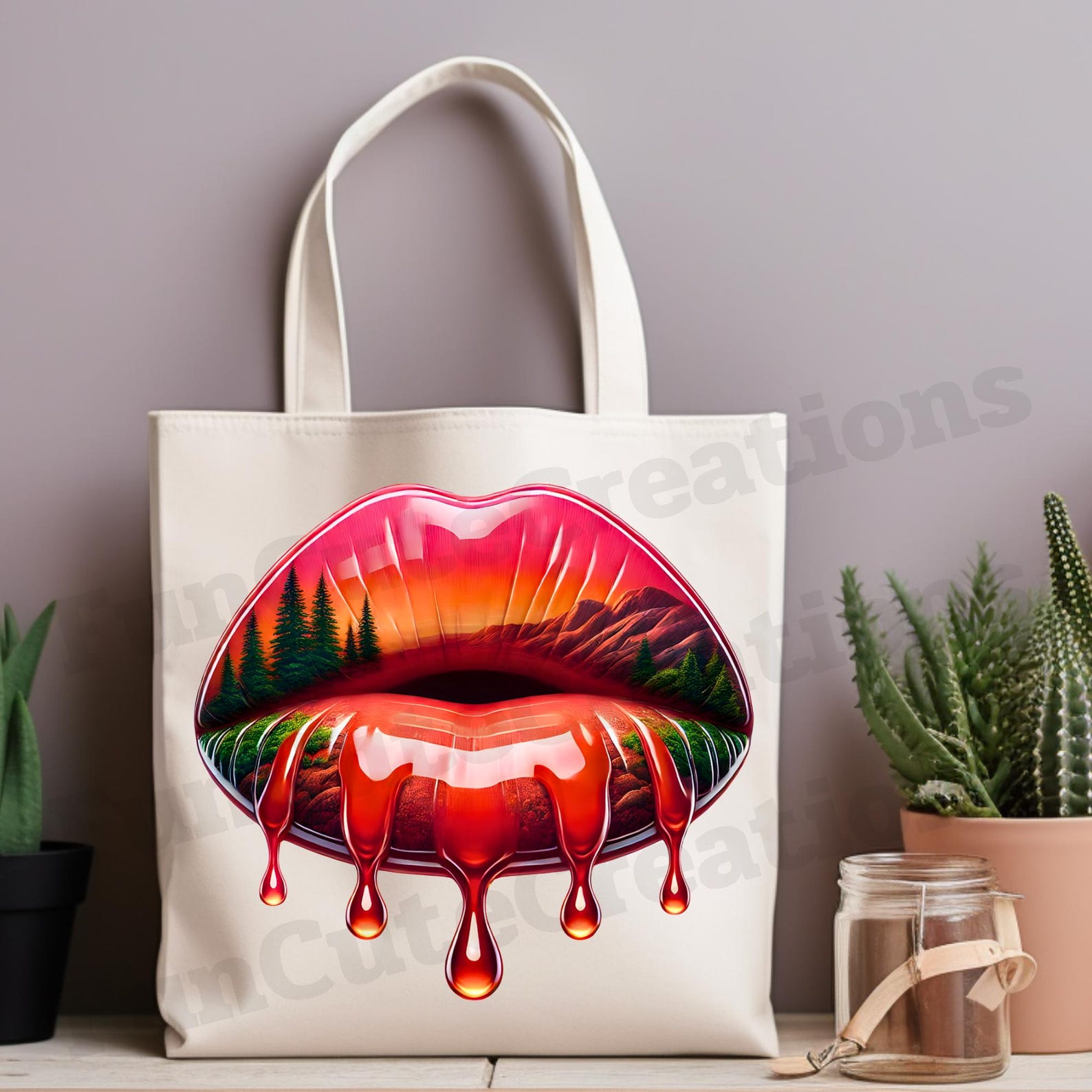 Dripping Lips With Forest View PNG, Forest Lips Clipart, Nature Lips ...