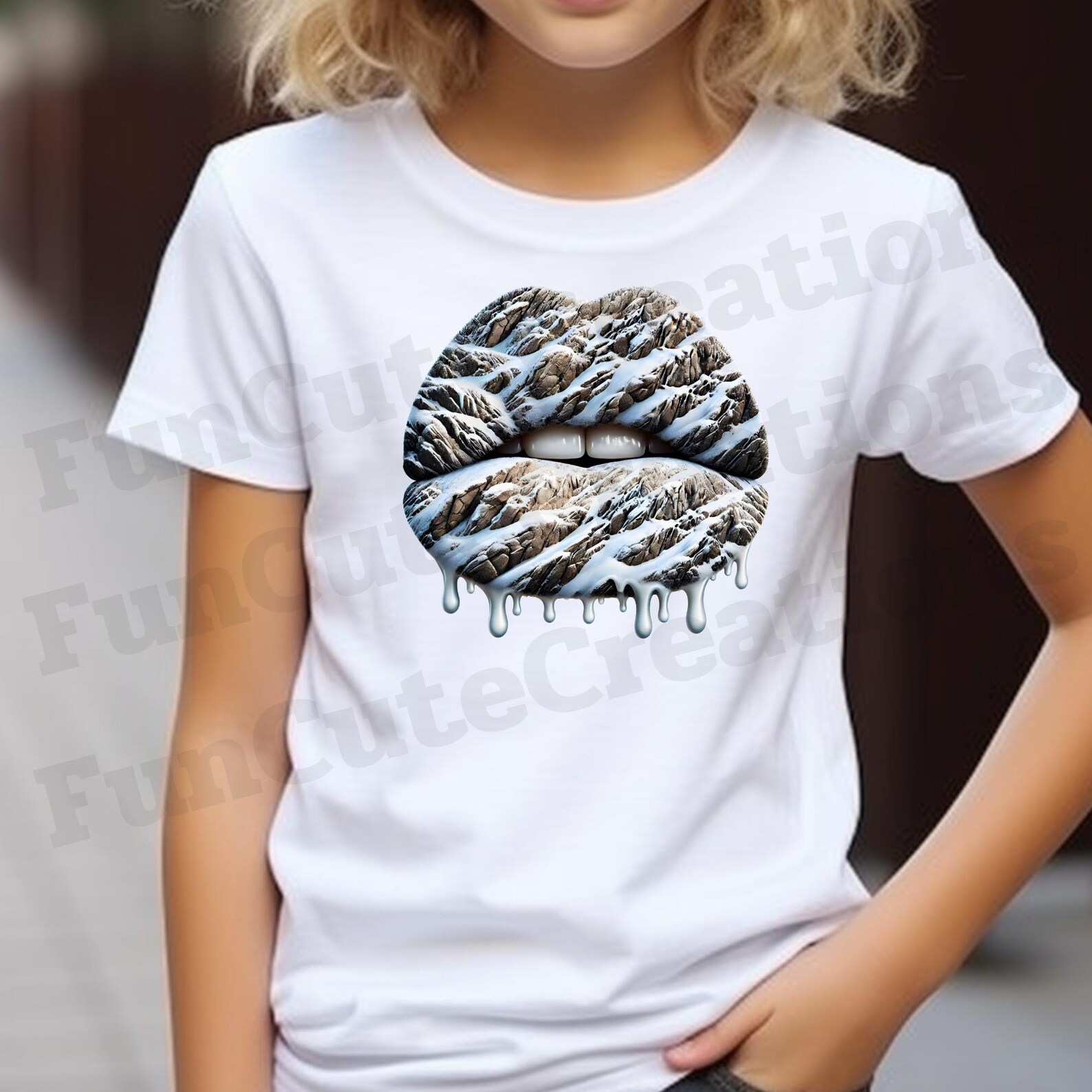 Dripping Lips With Rocks and Snow PNG, Adventure Lips Clipart, Winter ...