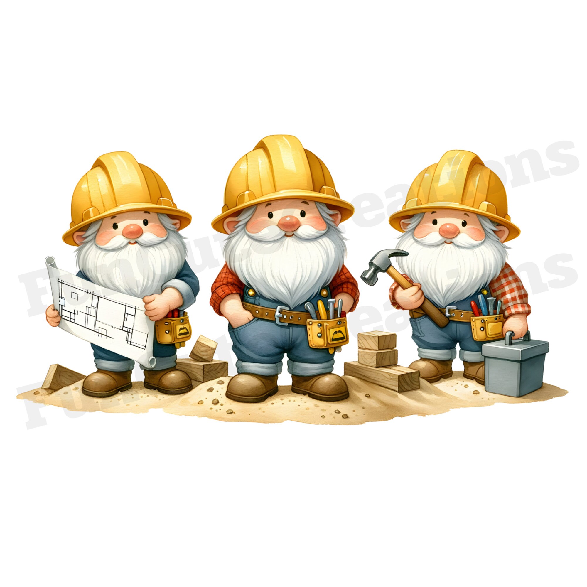 Construction Three Gnomes Clipart, Builder Gnomes, Construction PNG ...