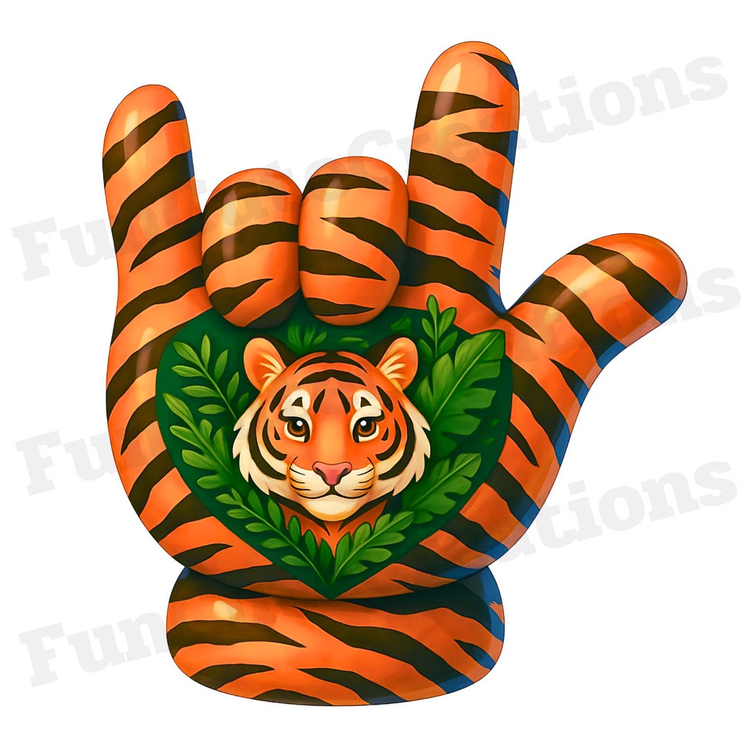 Tiger Hand Glove I Love You ASL PNG, Wildlife Conservation PNG, Tiger ...