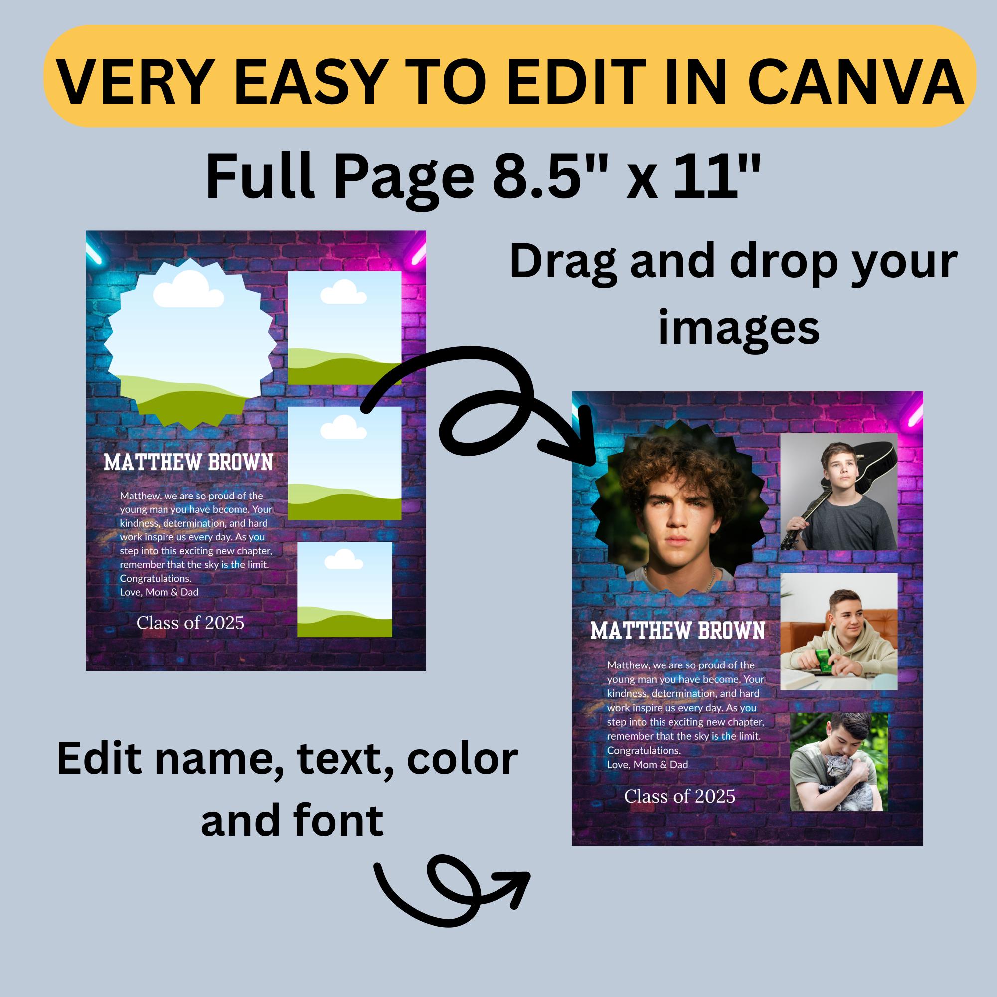 Neon Graffiti Glow Wall Yearbook Ad Template, Urban Senior Tribute ...