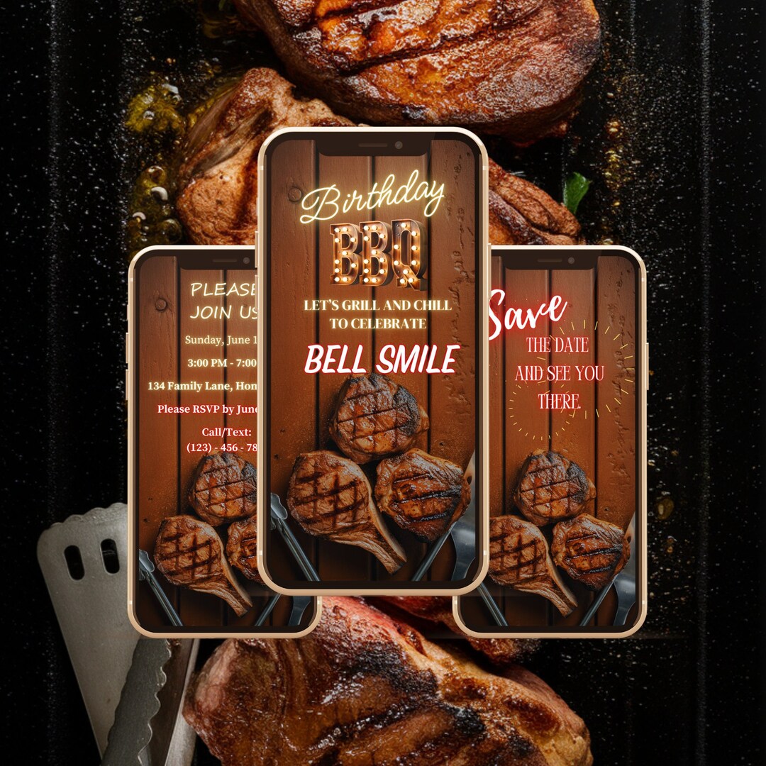 BBQ Party Invitation Template, BBQ Chill and Grill, Digital BBQ ...