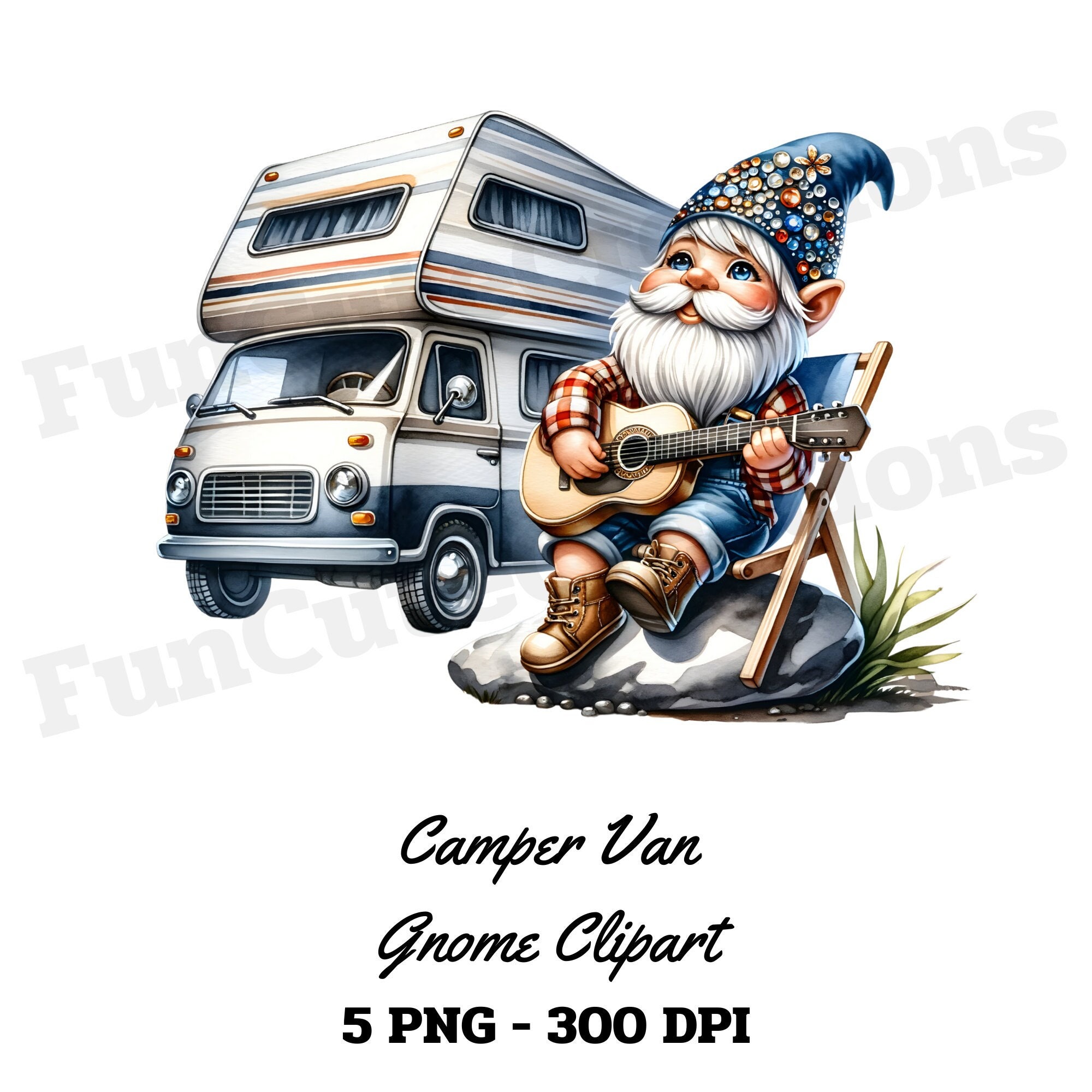 Camper Van Gnome Clipart, Camping Gnome, Happy Camper Gnome, Female ...
