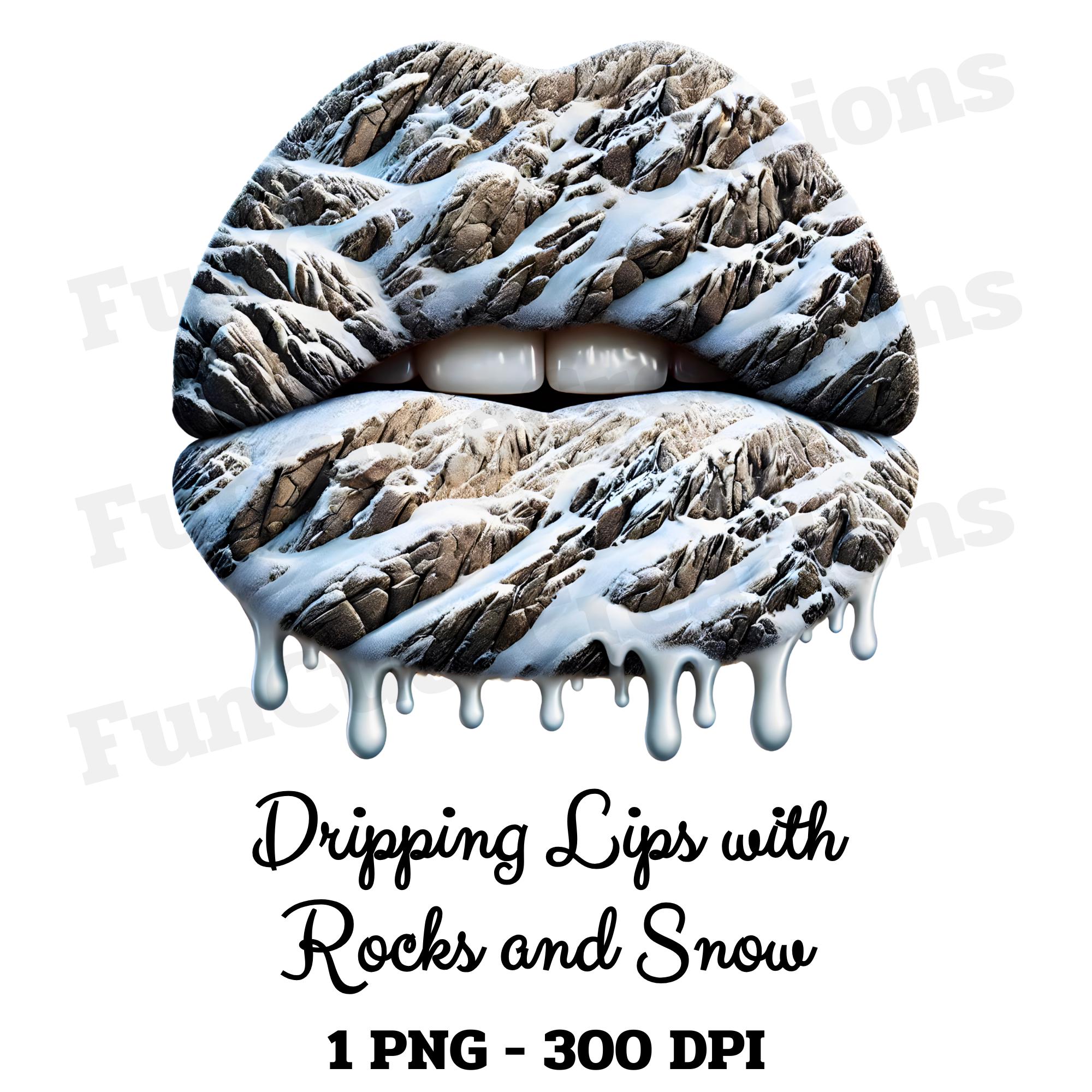 Dripping Lips With Rocks and Snow PNG, Adventure Lips Clipart, Winter ...