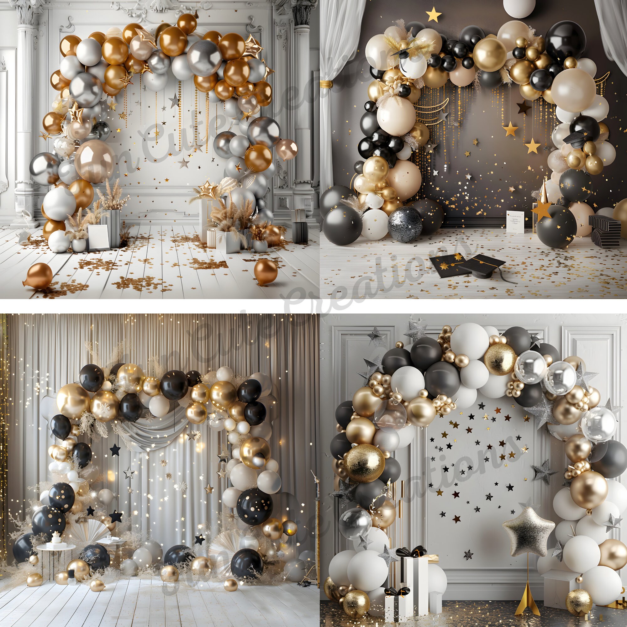 Graduation Backdrop, Digital Background for Grad, Balloon Graduation ...