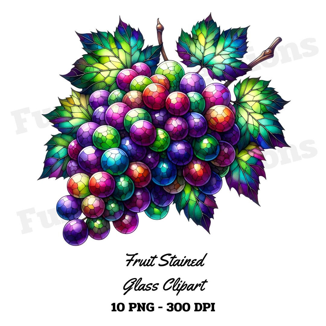 Fruit Stained Glass Clipart, Fruit Stained Glass PNG, Colorful Fruit ...