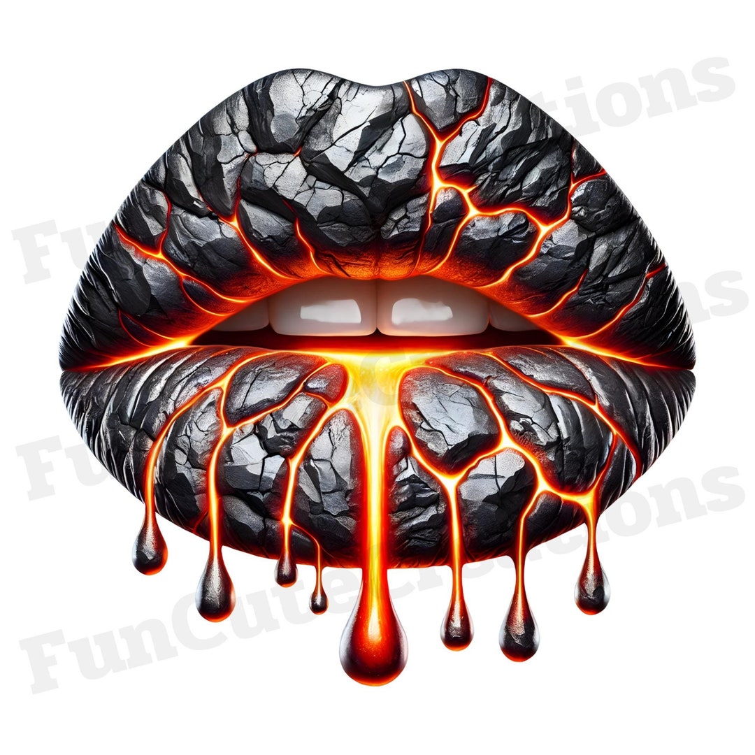 Dripping Lips Volcano With Lava PNG, Volcano Lips Clipart, Fiery Lips ...