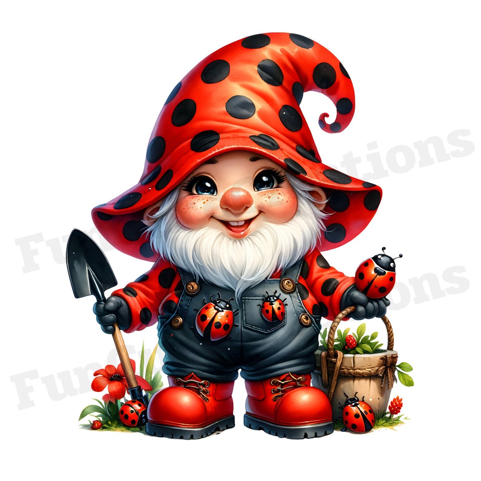 Ladybug Gnome Clipart, Ladybug Clipart, Spring Gnomes, Summer Gnomes ...