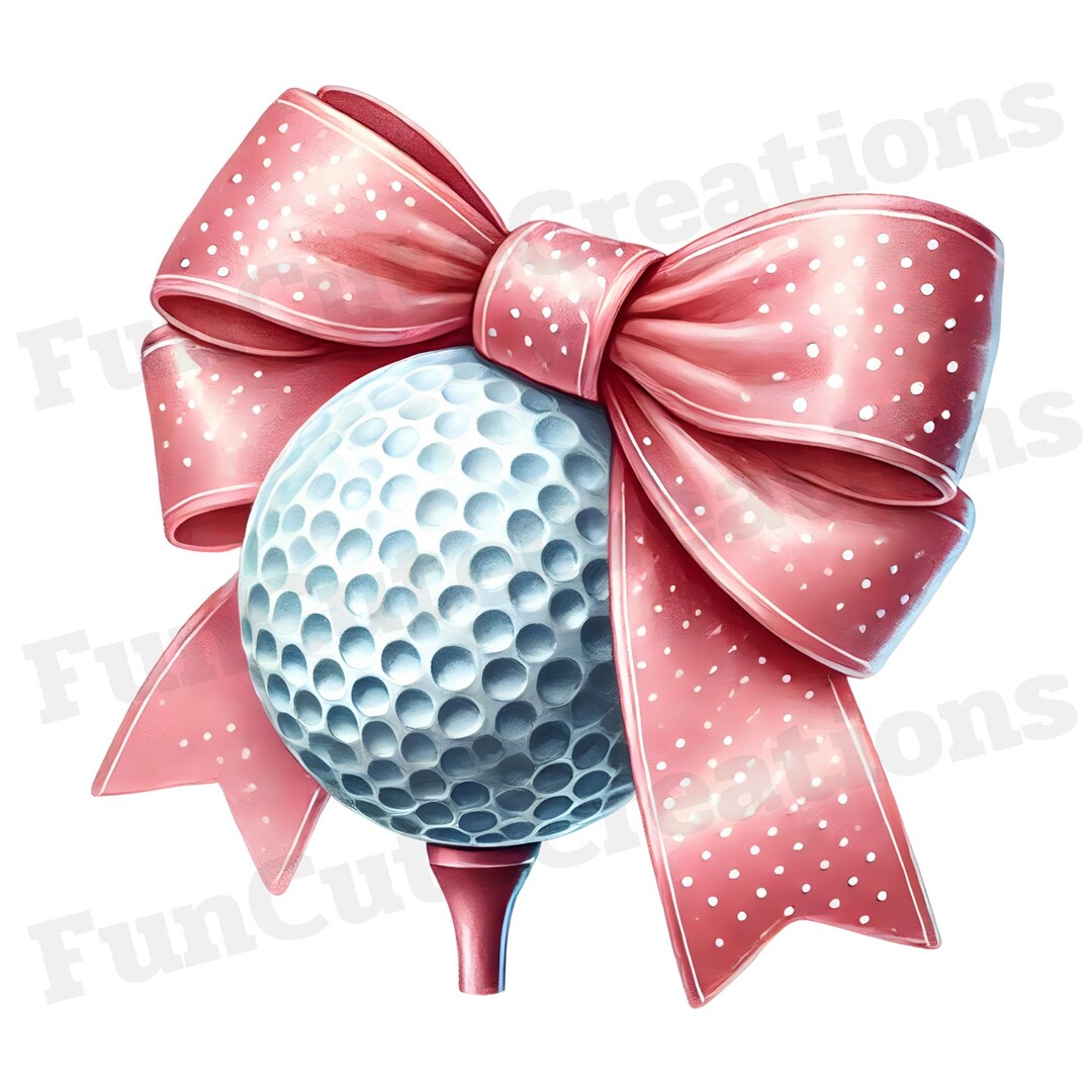 Golf Ball Bow PNG, Coquette Golf Ball PNG, Golf Ball Bow Girly PNG ...