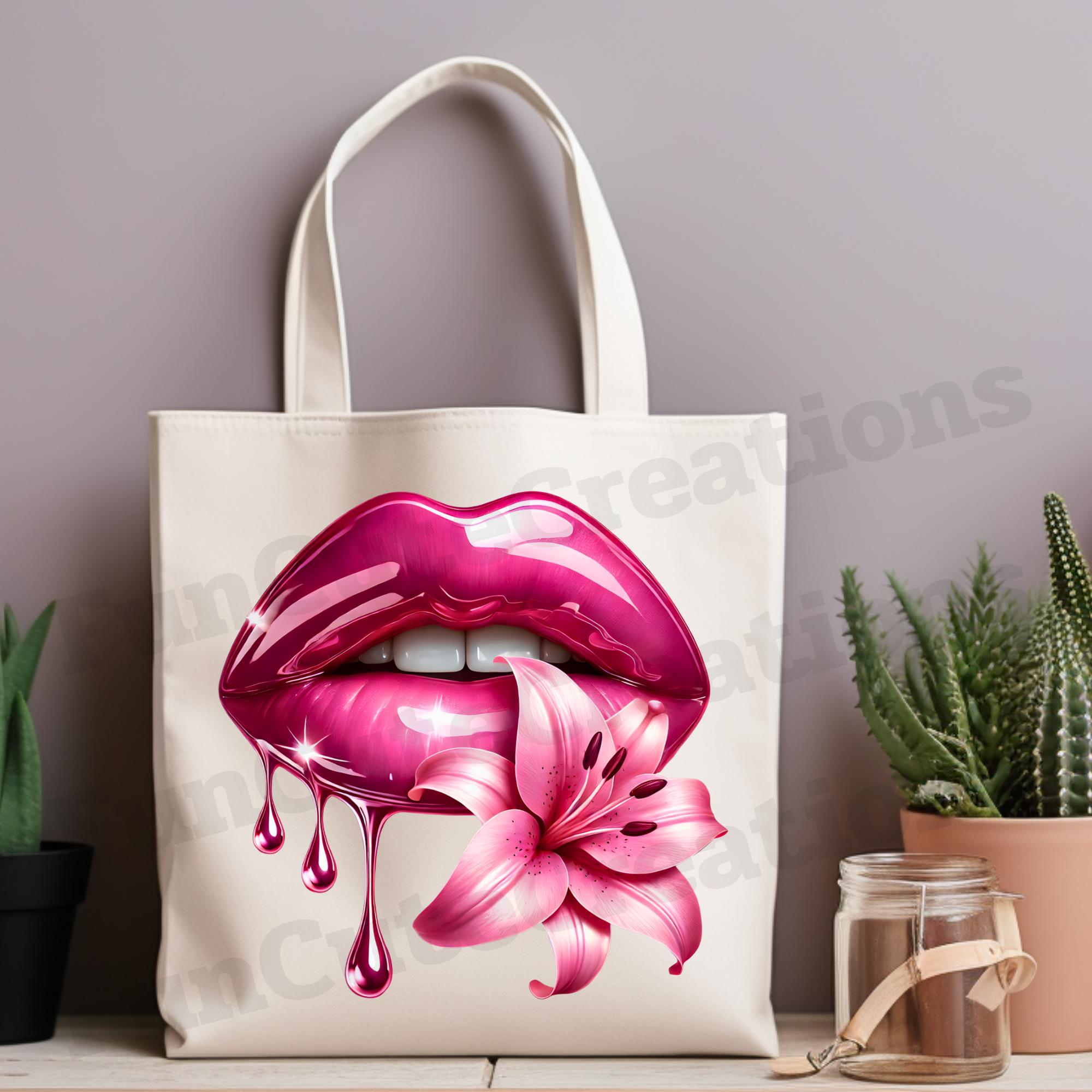 Pink Dripping Lips With Lily PNG, Floral Lips Clipart, Lily Lips ...