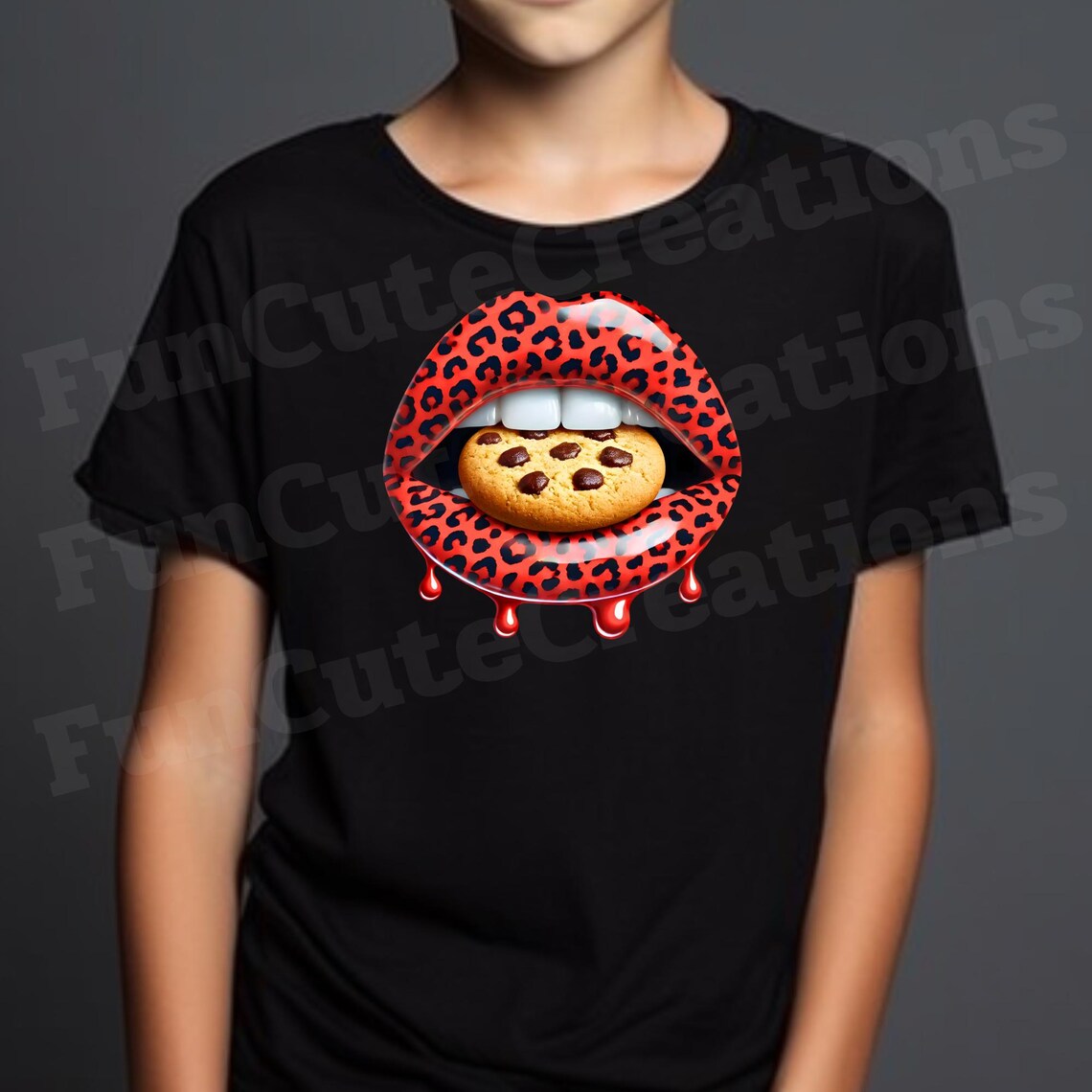 Leopard Dripping Lips With Cookie PNG, Cookie Lips PNG, Animal Print ...