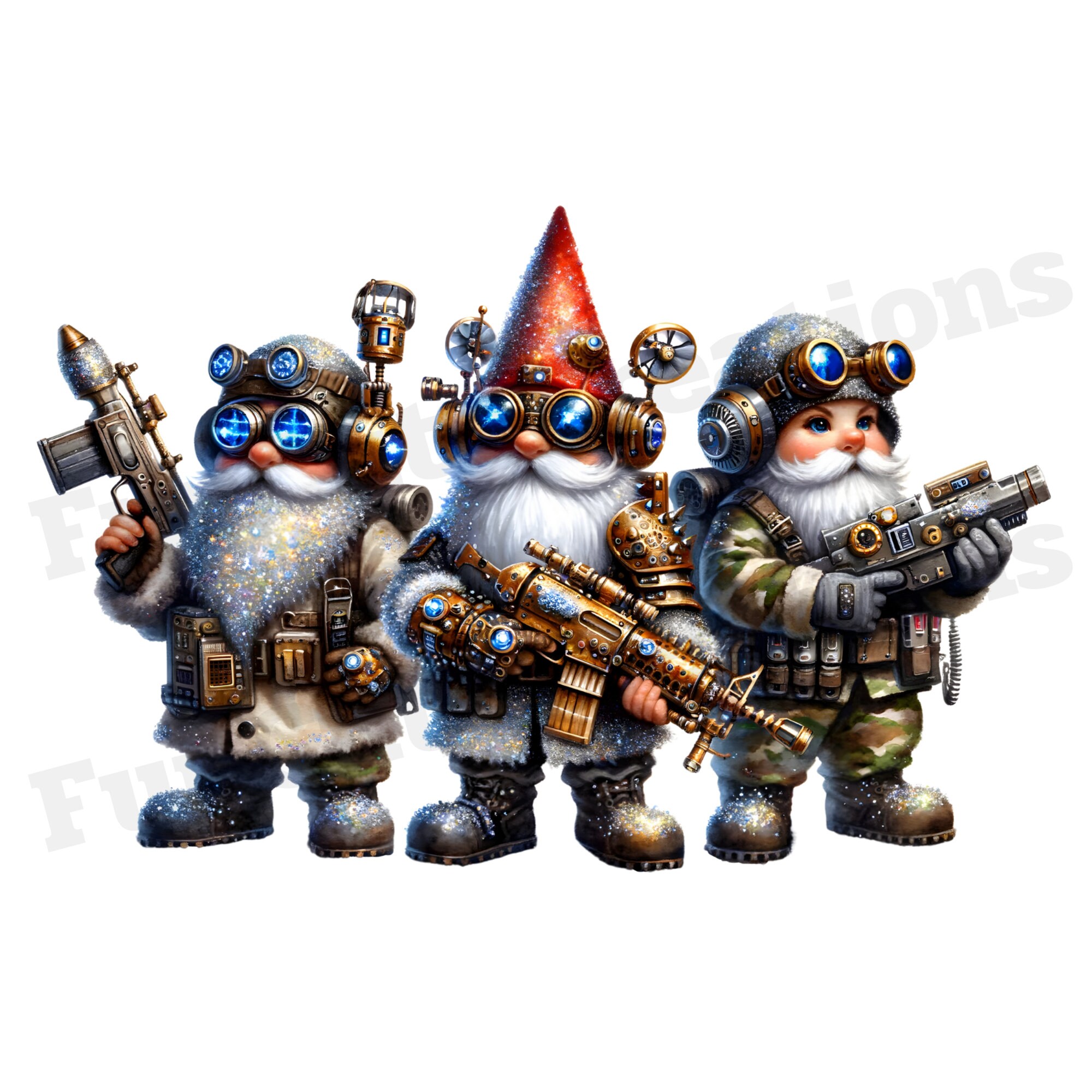Steampunk Three Gnomes Clipart, Steampunk Clipart, Steampunk PNG, Cute ...