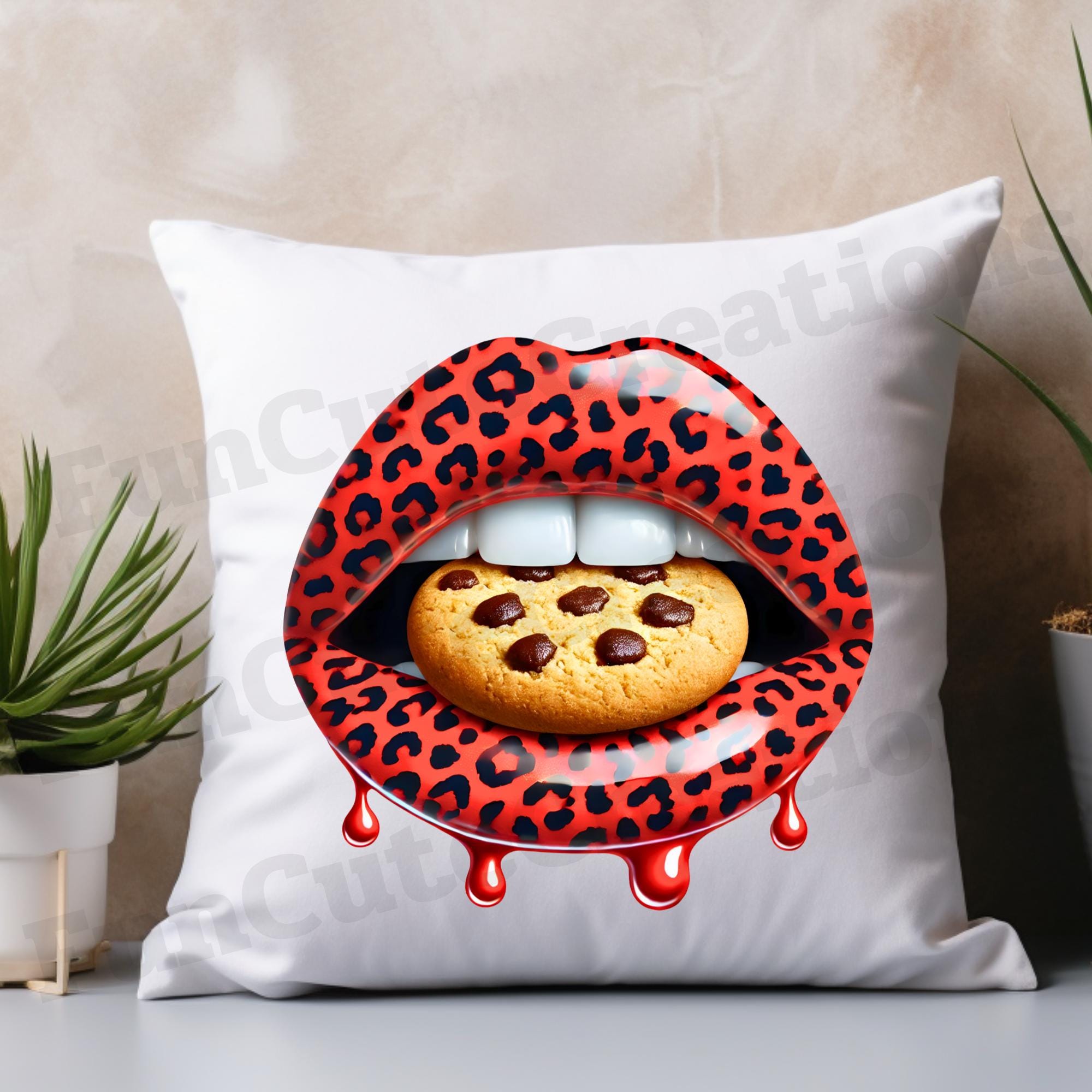 Leopard Dripping Lips With Cookie PNG, Cookie Lips PNG, Animal Print ...