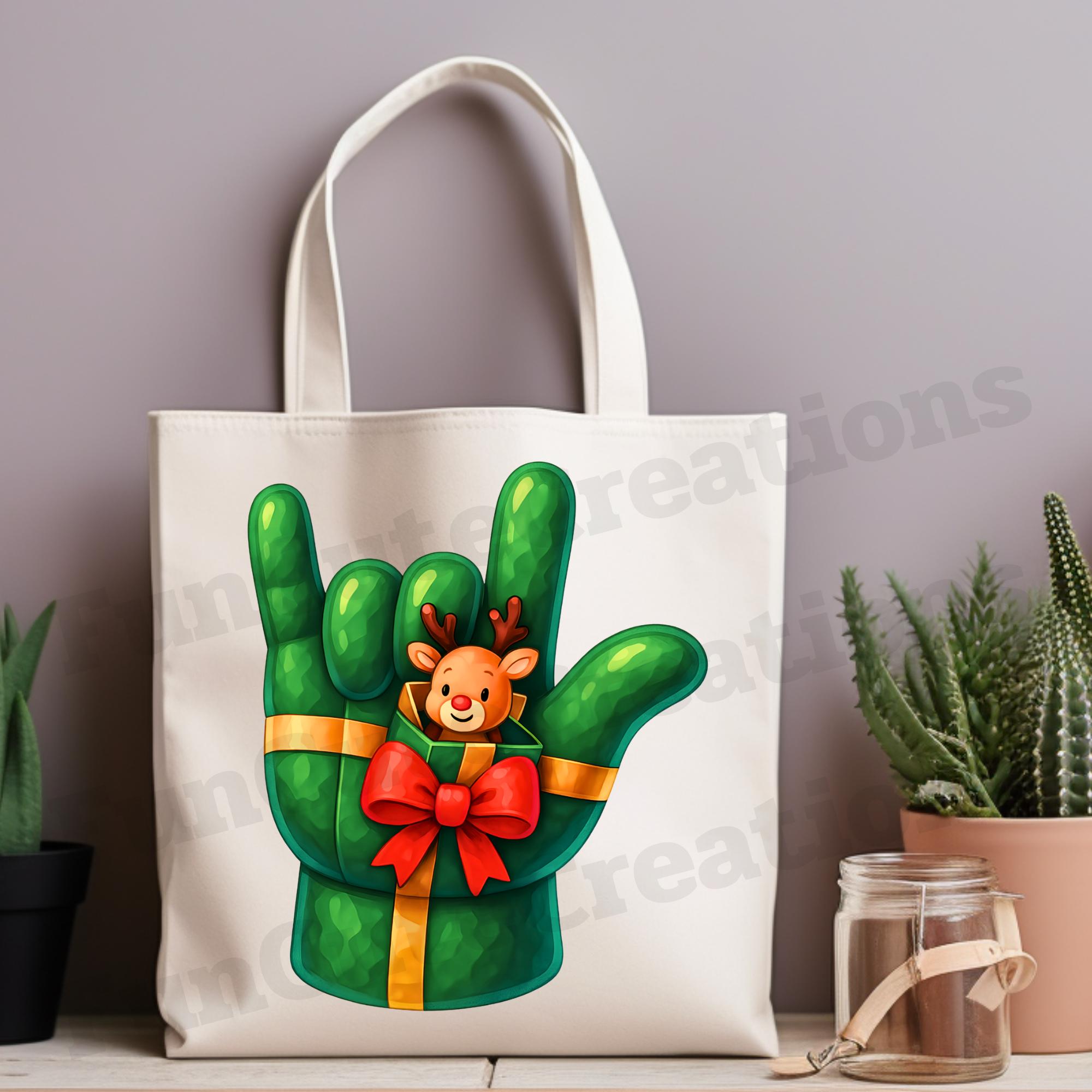 Gift Box Hand Glove I Love You ASL PNG, Christmas Sublimation, Festive ...