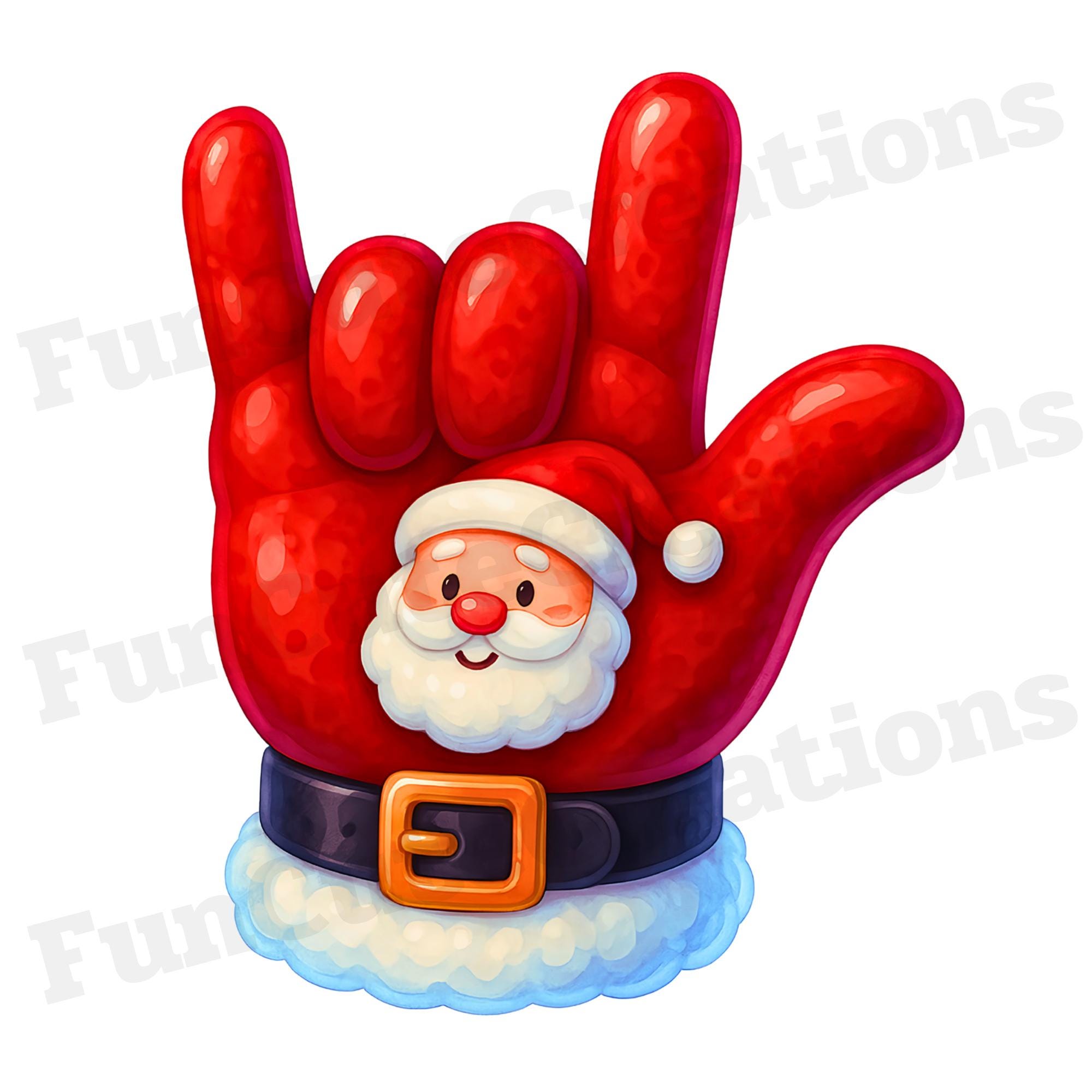 Santa Hand Glove I Love You ASL PNG, Christmas Sublimation PNG, Festive ...
