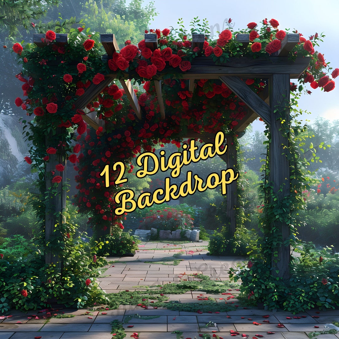Rose Backdrop Set, Rose Garden Backdrop, Rose Arch Backdrop, Rose ...