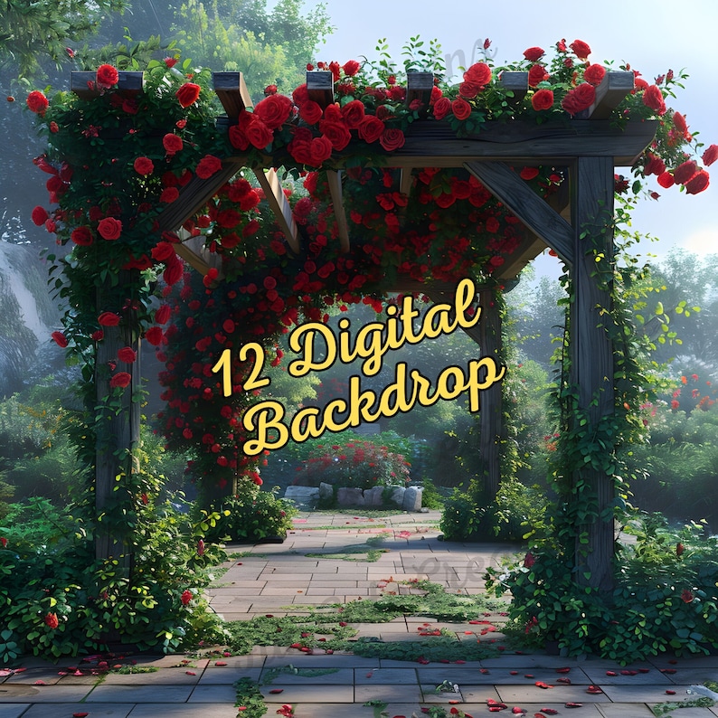 Rose Backdrop Set, Rose Garden Backdrop, Rose Arch Backdrop, Rose ...