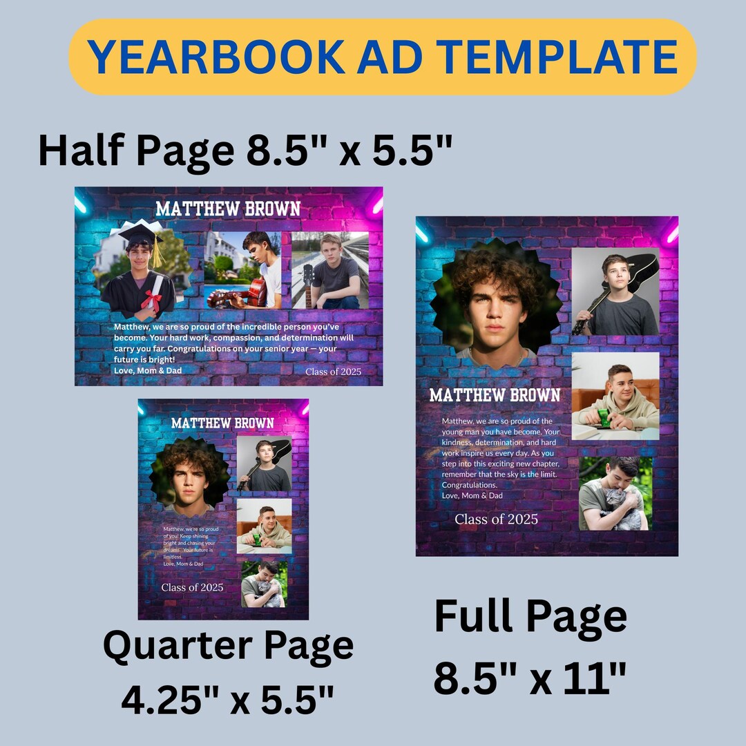 Neon Graffiti Glow Wall Yearbook Ad Template, Urban Senior Tribute ...