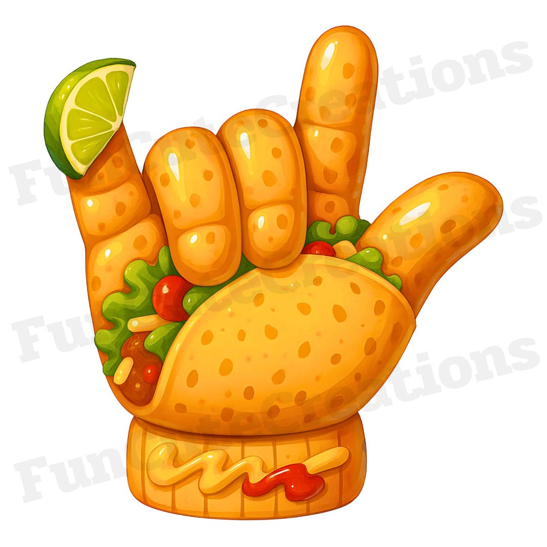 Taco Hand Glove I Love You ASL PNG, Taco Hand Sign Design, I Love You ...