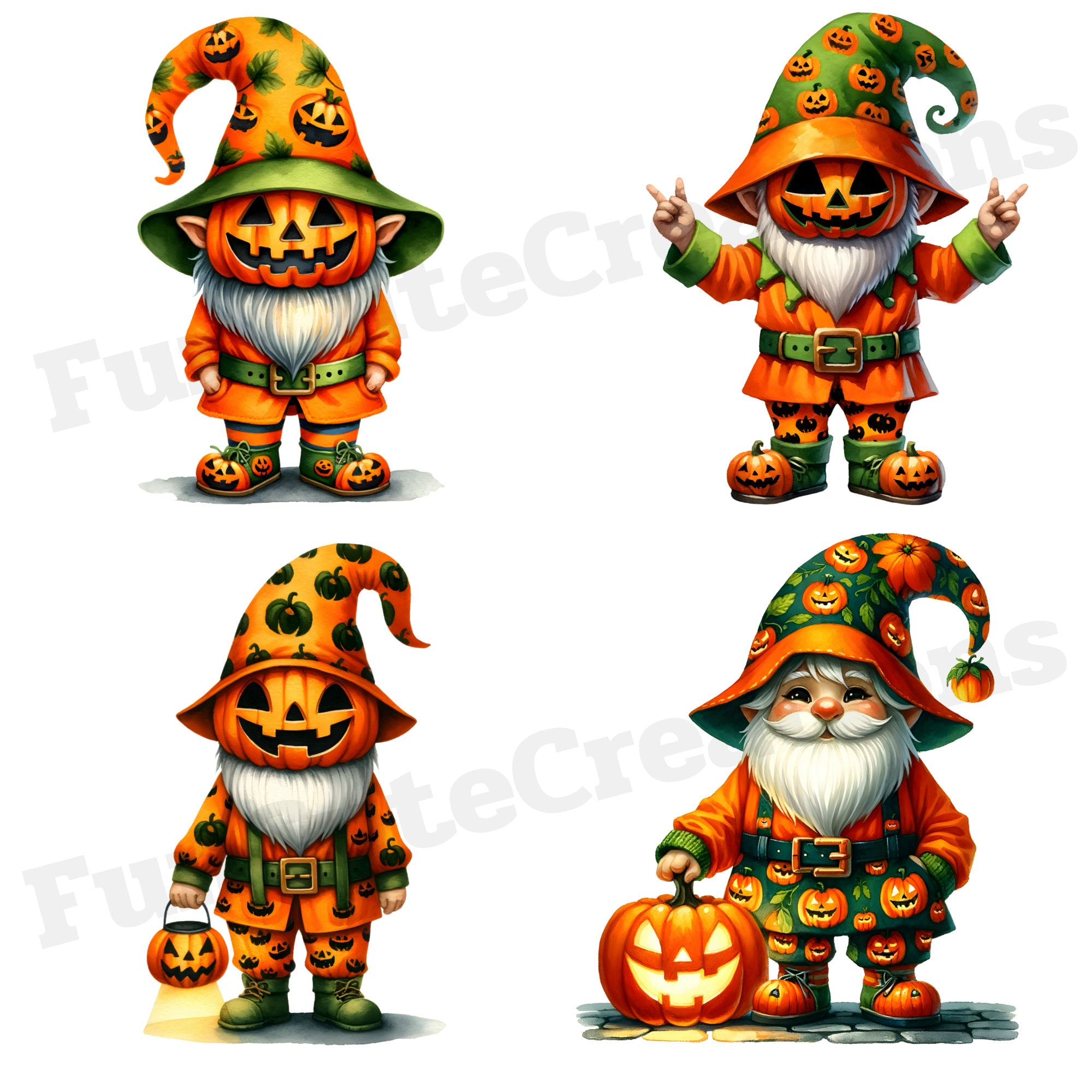 Jack O Lantern Gnome Clipart, Halloween Gnome, Fall Gnome, Autumn Gnome ...