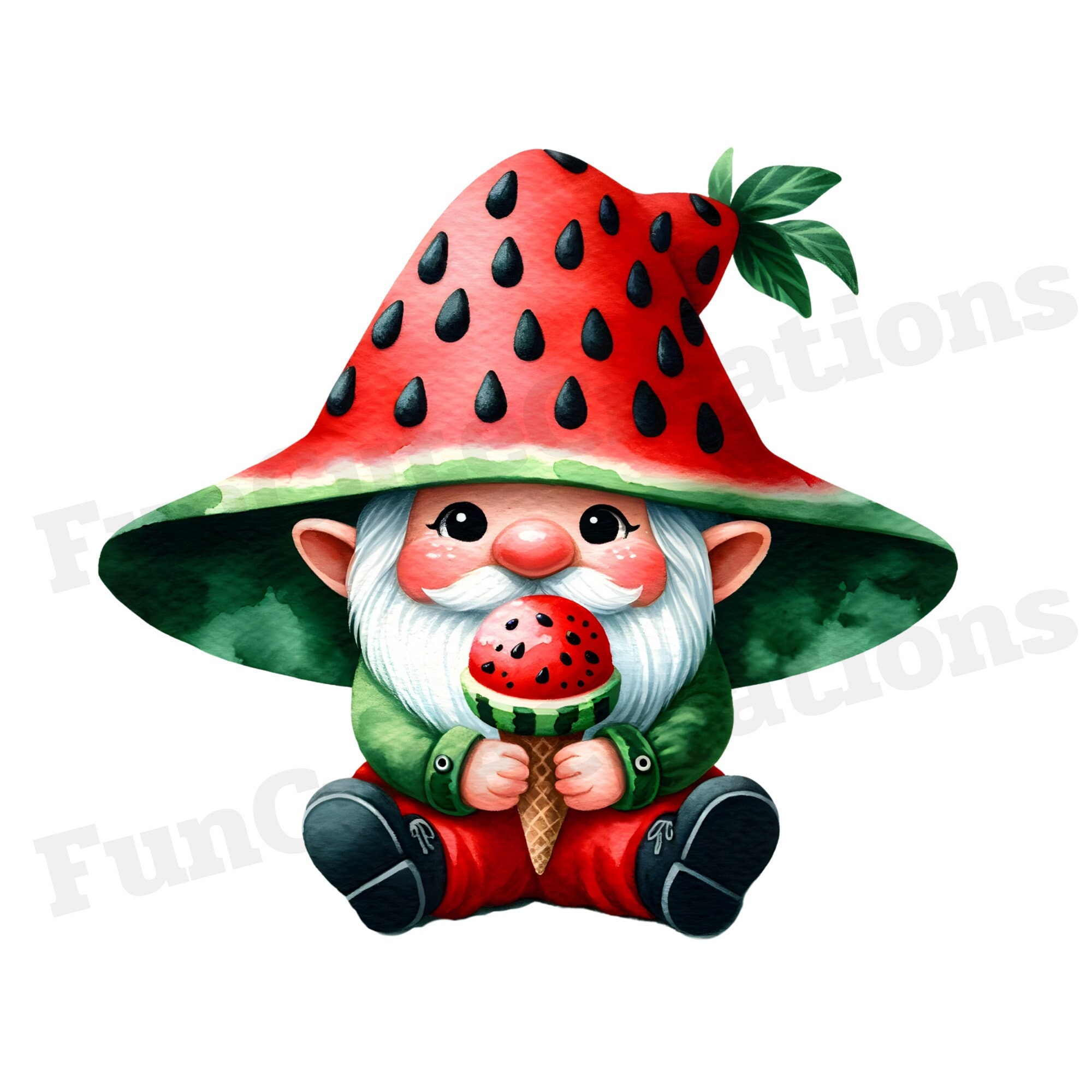 Watermelon Gnome Clipart, Watermelon Clipart, Gnome Summer Clipart ...