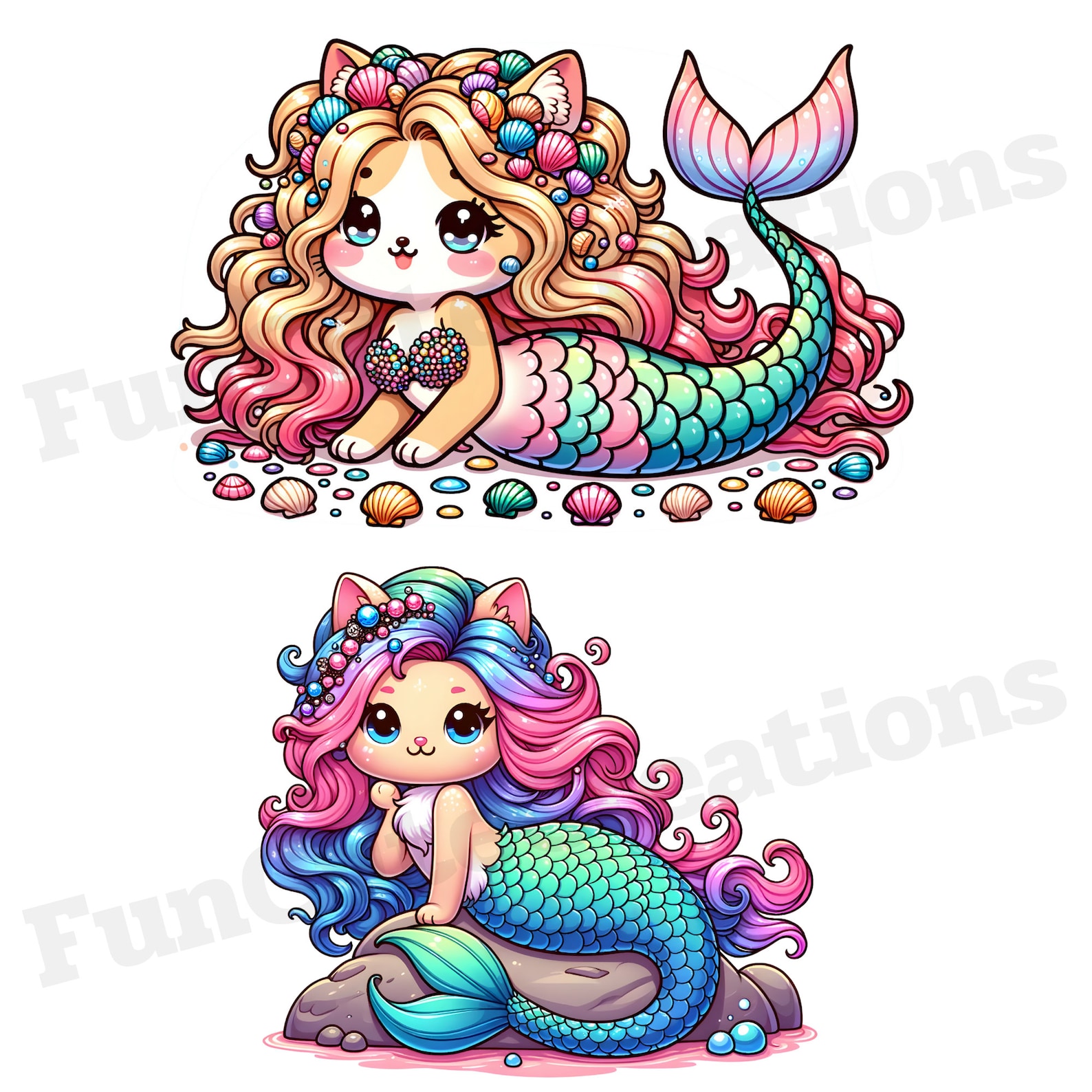 Cat Mermaid Clipart, Mermaid Clipart, Cat Clipart, Meowmaid Clipart ...