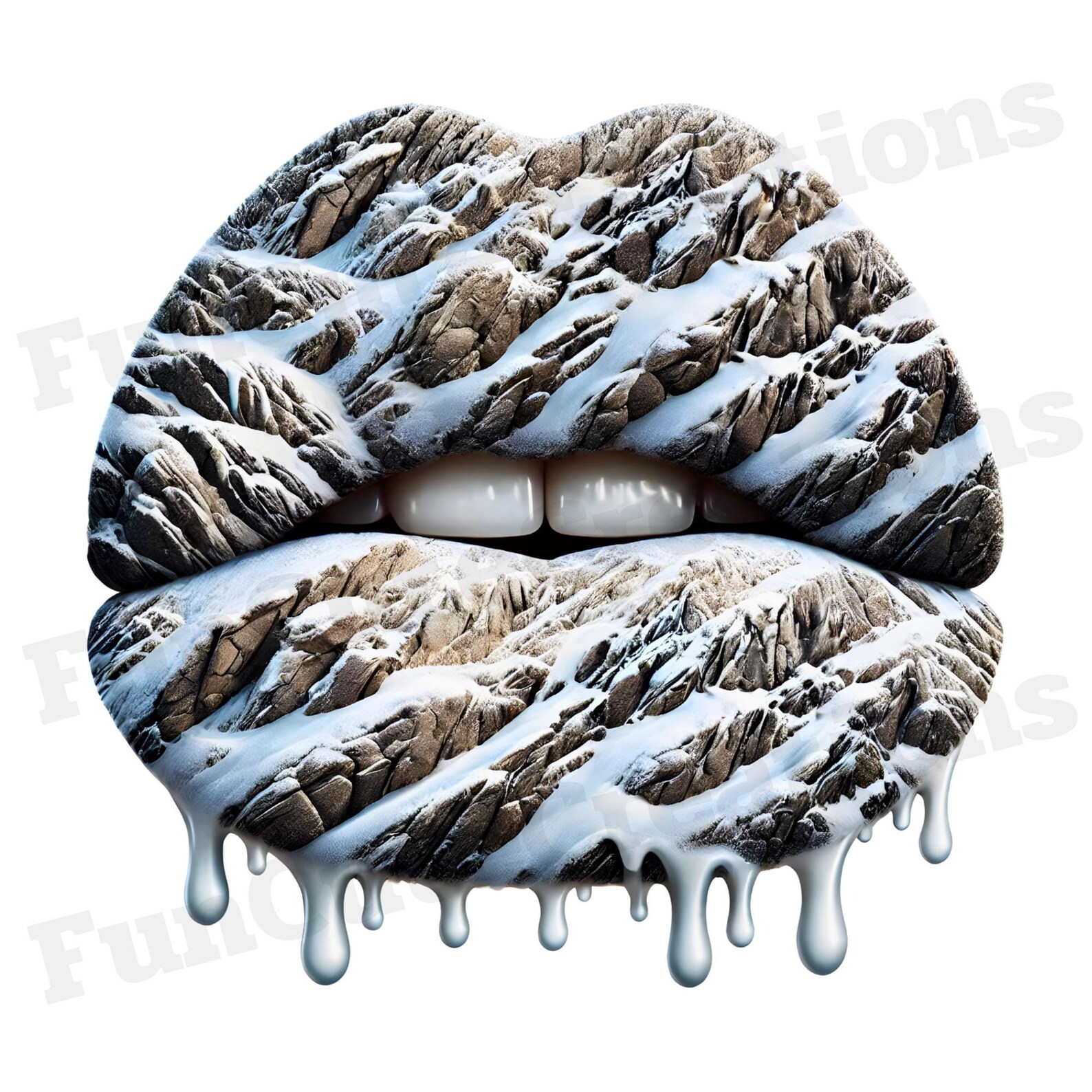 Dripping Lips With Rocks and Snow PNG, Adventure Lips Clipart, Winter ...