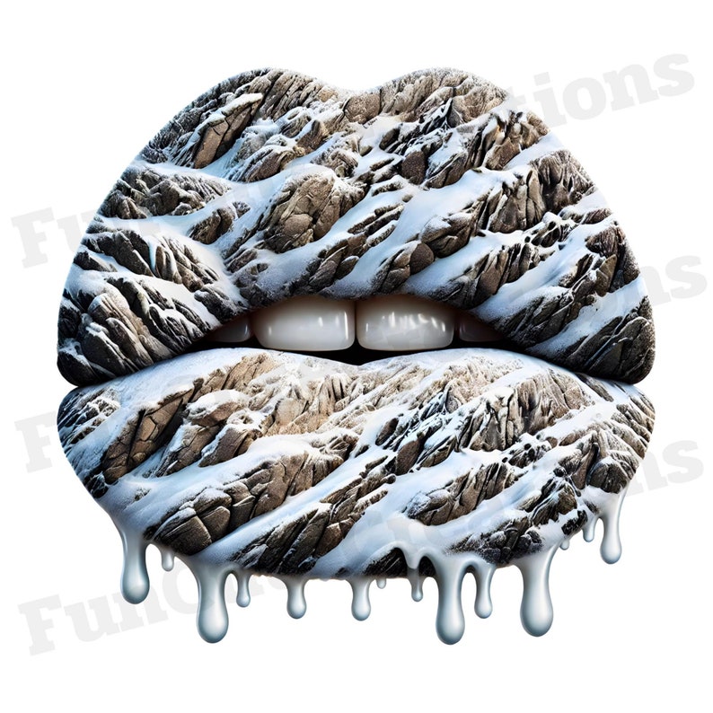 Dripping Lips With Rocks and Snow PNG, Adventure Lips Clipart, Winter ...