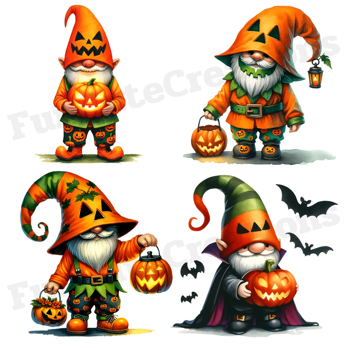 Jack O Lantern Gnome Clipart, Halloween Gnome, Fall Gnome, Autumn Gnome ...