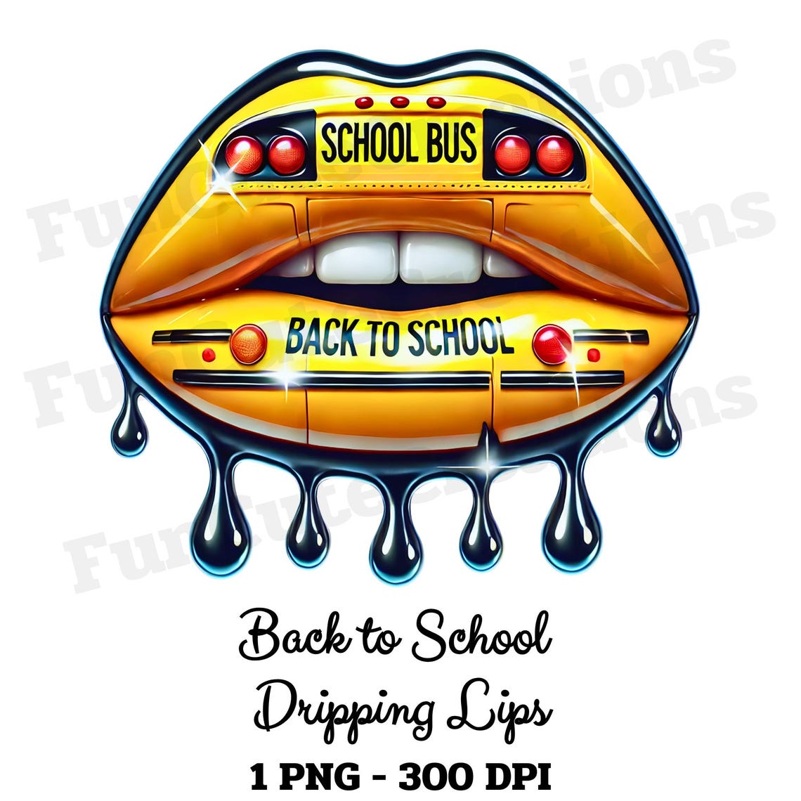 Back to School Dripping Lips PNG, School Bus Lips PNG, Teacher Lips PNG ...