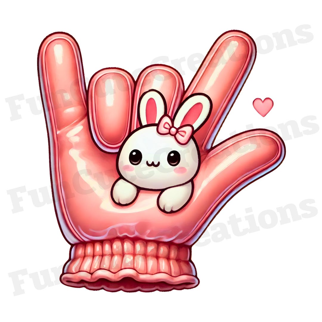 Rabbit Hand Glove I Love You ASL PNG, Cute Bunny PNG, Happy Easter Day ...