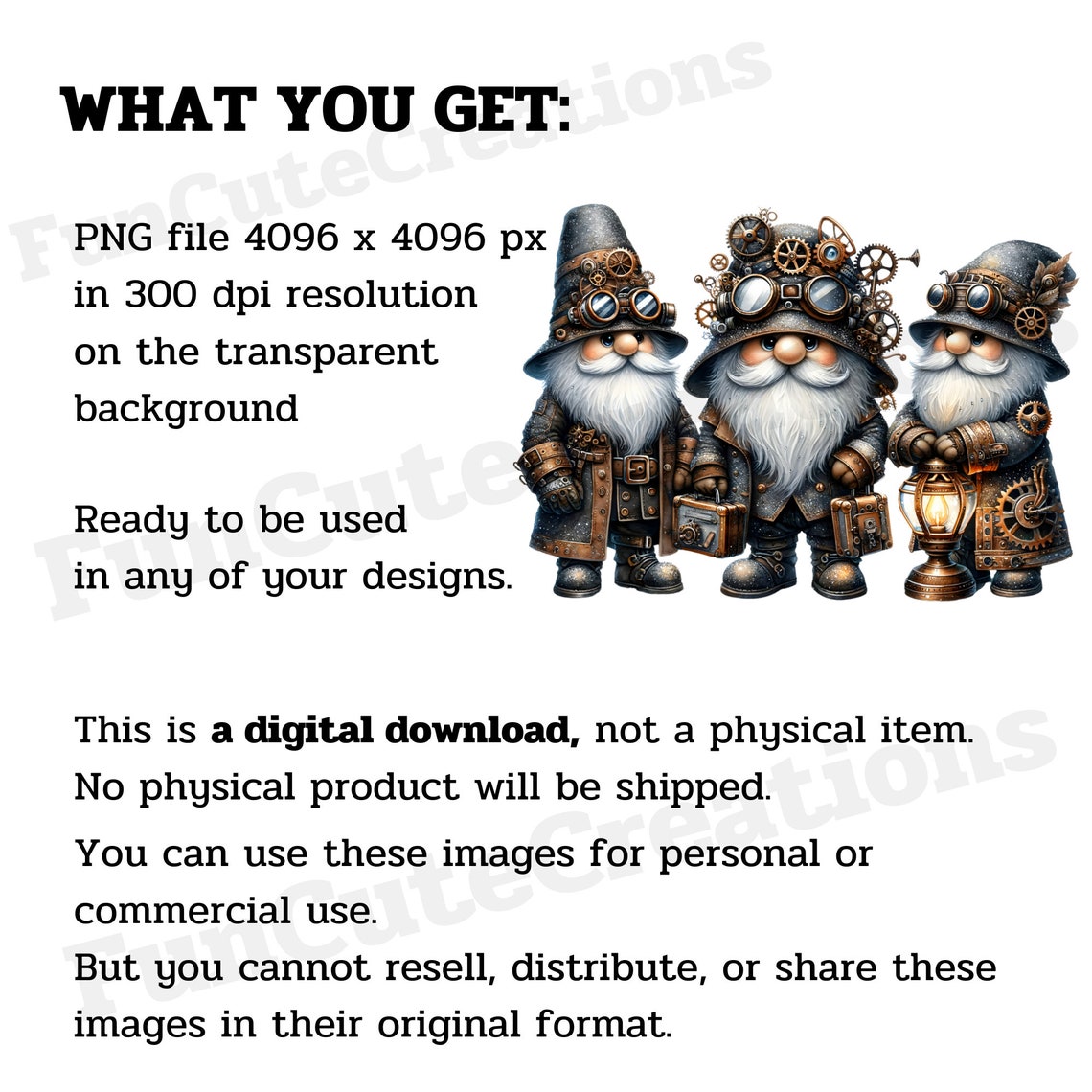 Steampunk Three Gnomes Clipart, Steampunk Clipart, Steampunk PNG, Cute ...
