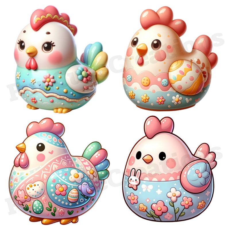Easter Ceramic Chicken Clipart, Easter Clipart, Easter Chicken, Easter ...