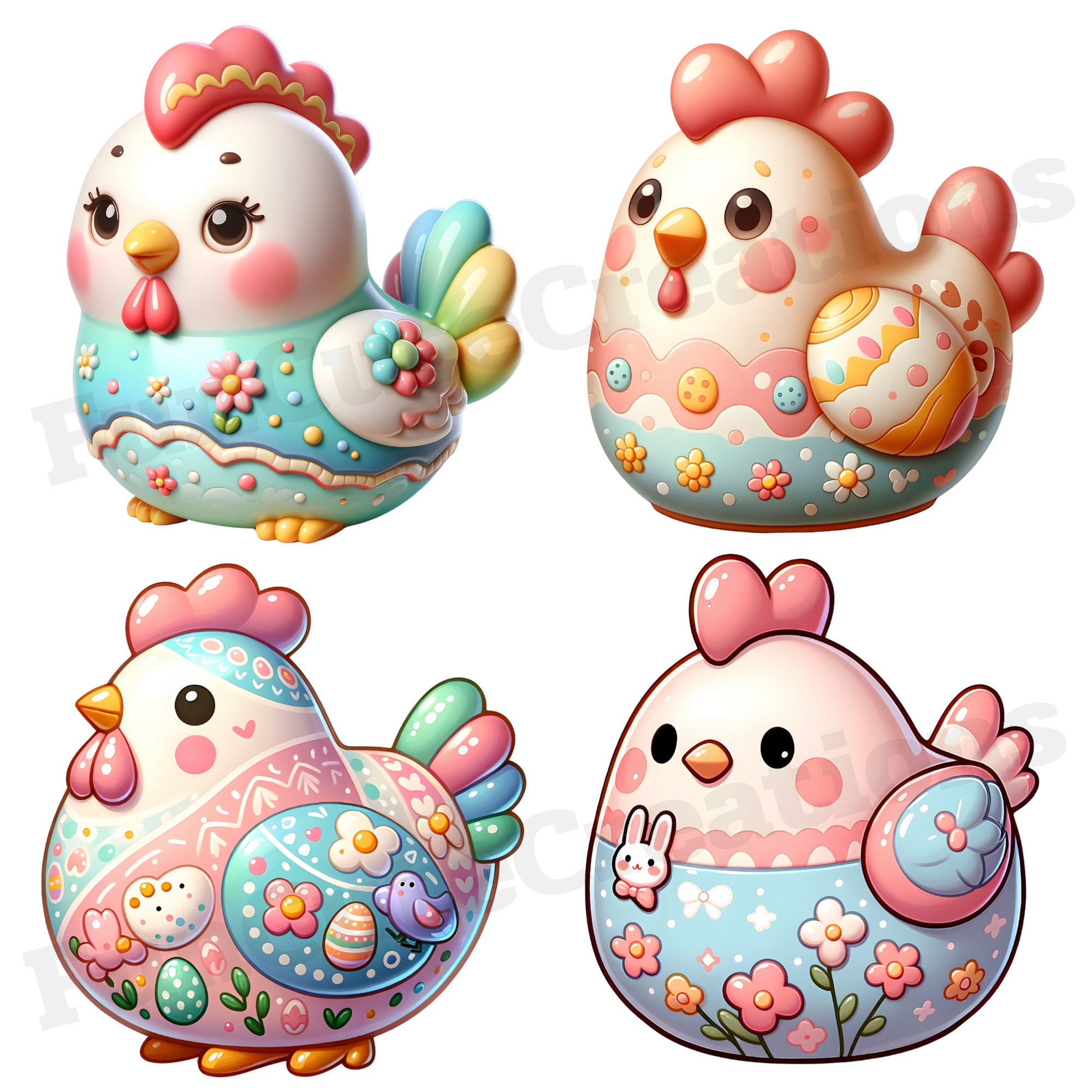 Easter Ceramic Chicken Clipart, Easter Clipart, Easter Chicken, Easter ...
