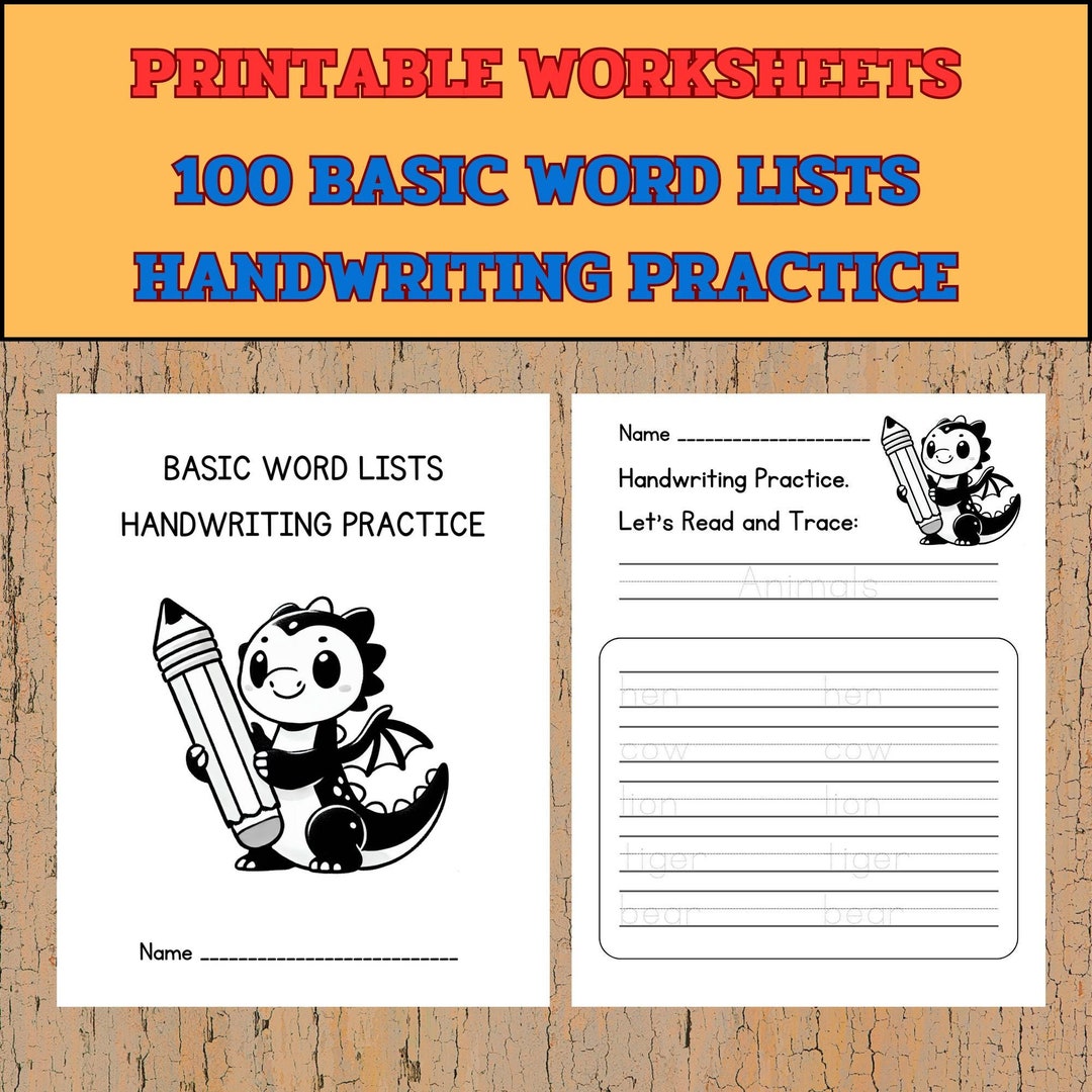 100 Basic Word Lists Handwriting Practice - 21 Pages of Themed Learning ...