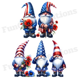 Memorial Day Gnome Clipart, 4th of July Gnome PNG, Patriotic Gnome ...