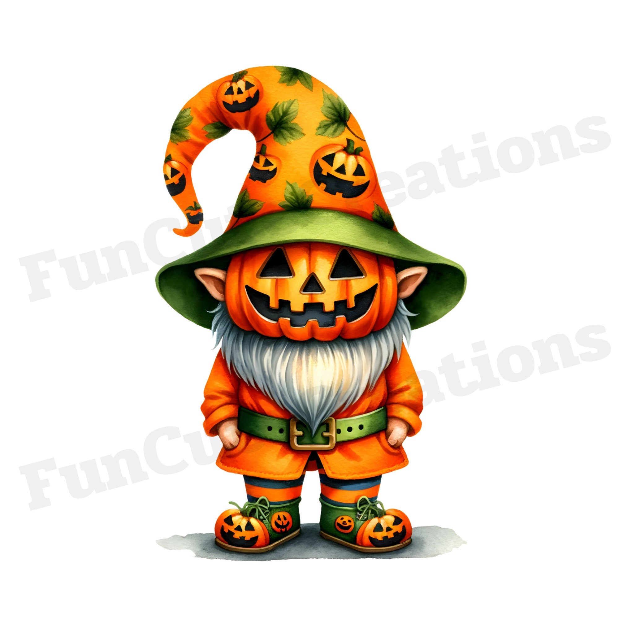 Jack O Lantern Gnome Clipart, Halloween Gnome, Fall Gnome, Autumn Gnome ...