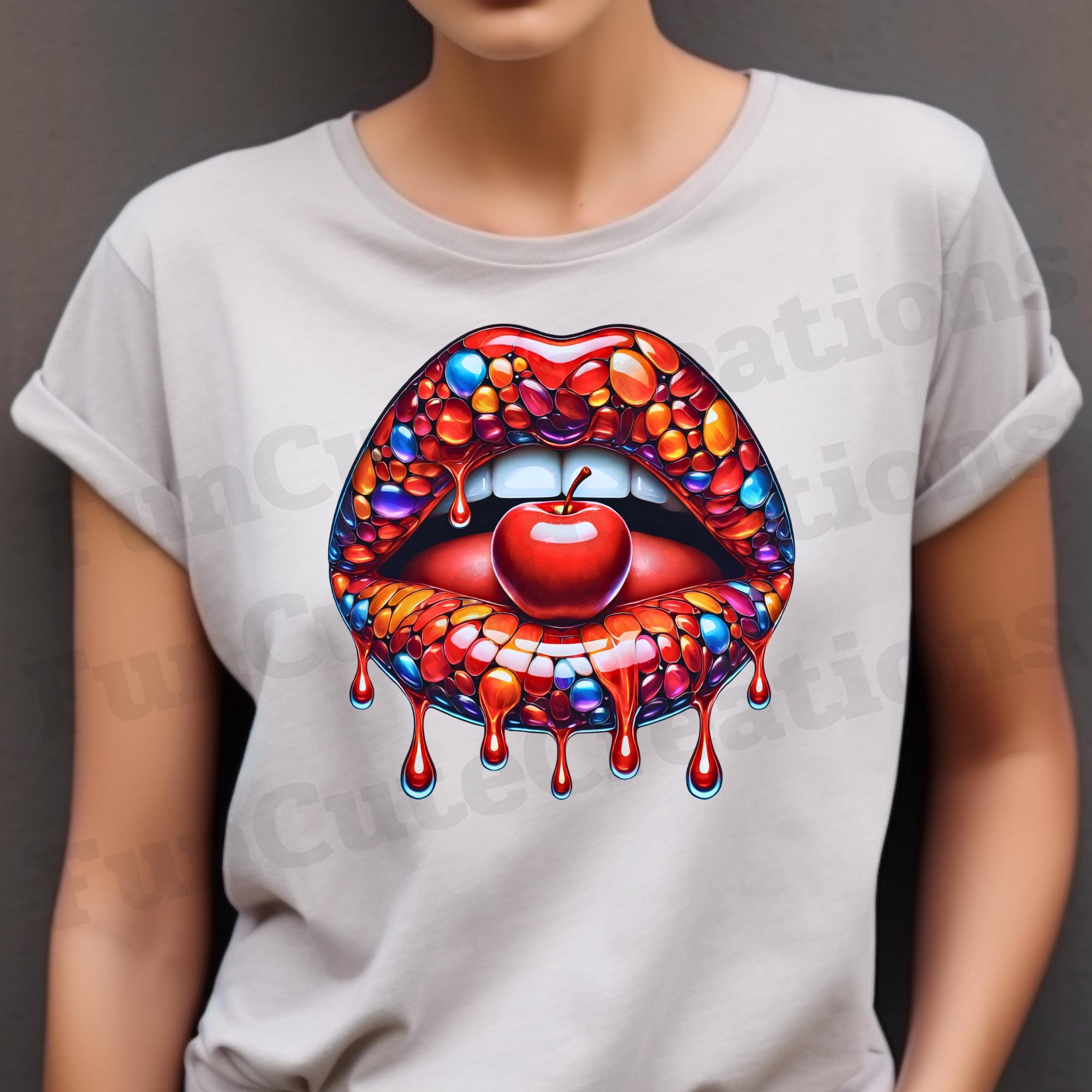 Mosaic Dripping Lips With Apple PNG, Apple Lips PNG, Fruit Lips PNG ...