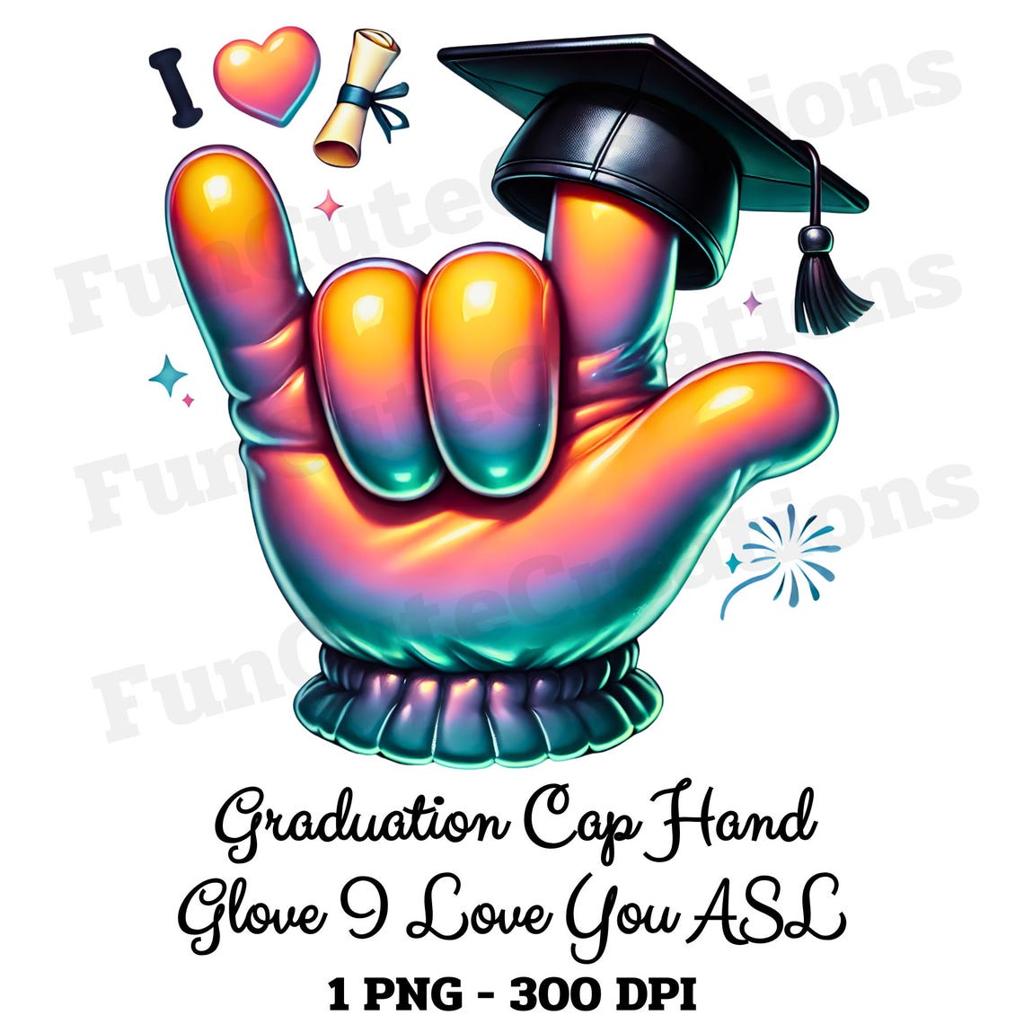 Graduation Cap Hand Glove I Love You ASL PNG, Graduation Cap and ...