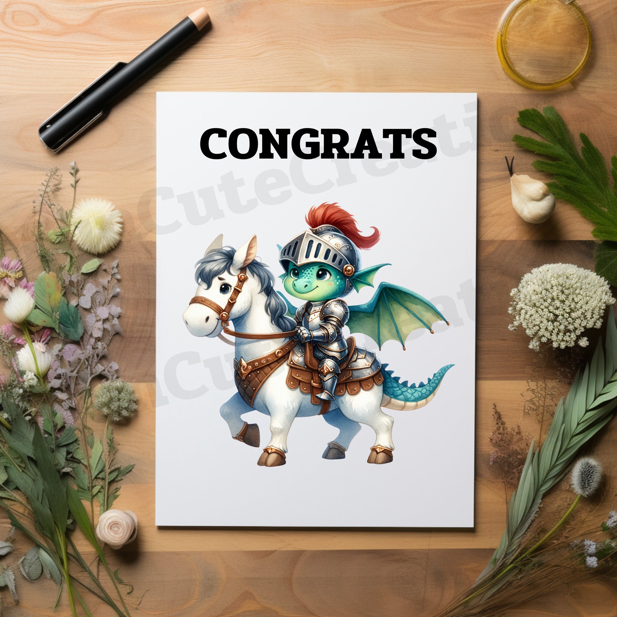 Cute Medieval Knight Dragon Watercolor Clipart, Cute Medieval Knight ...