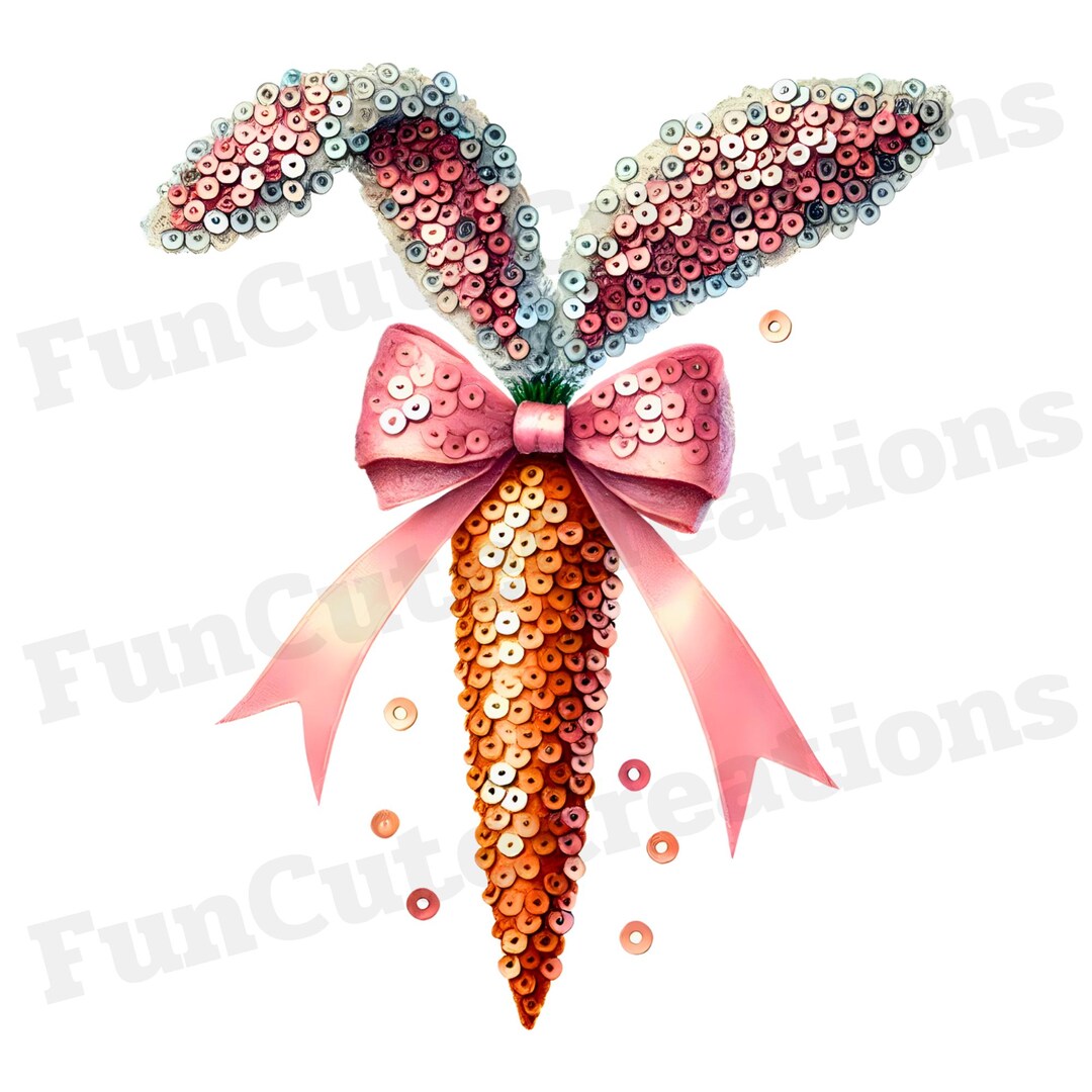 Easter Sequin Carrot Bow PNG, Easter Carrot Coquette, Glitter Easter ...