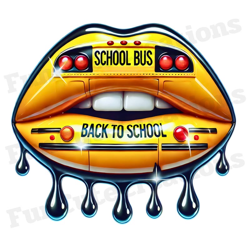 Back to School Dripping Lips PNG, School Bus Lips PNG, Teacher Lips PNG ...