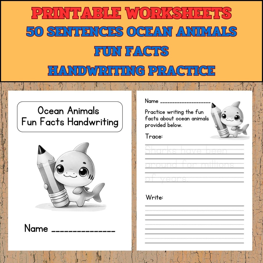 Ocean Animals Fun Facts Handwriting Practice, Printable Handwriting ...