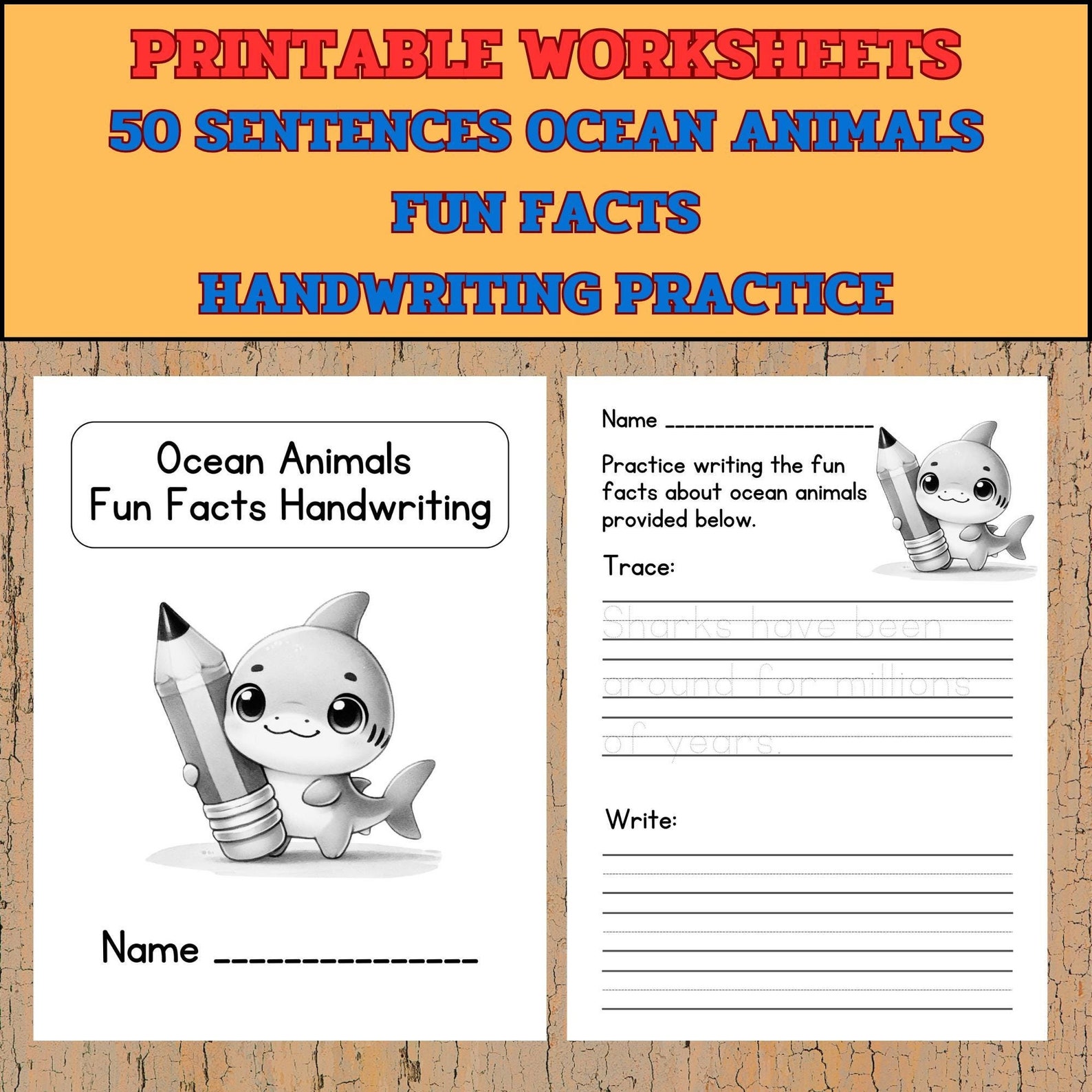 Ocean Animals Fun Facts Handwriting Practice, Printable Handwriting ...